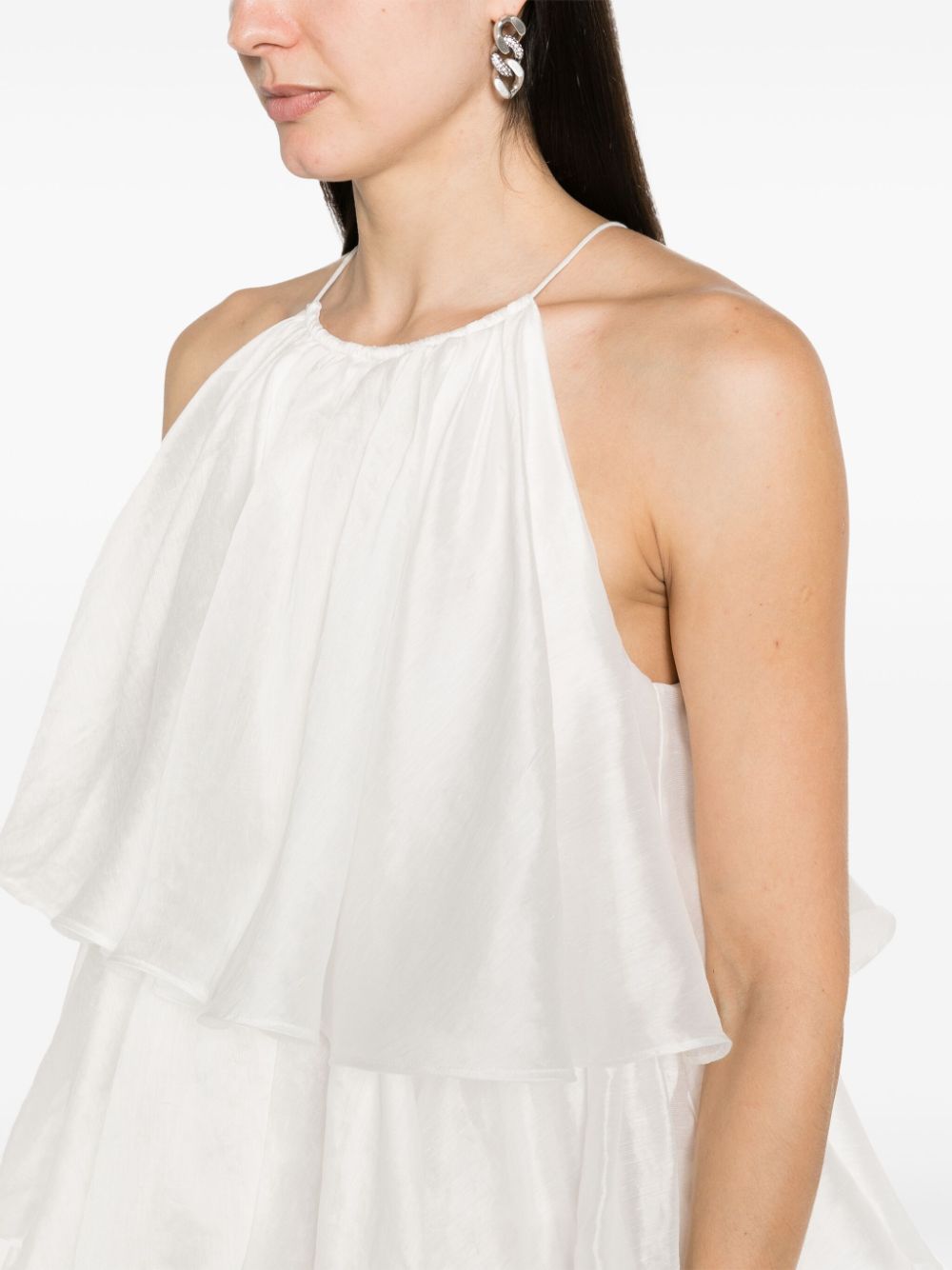 aje claudia tiered mini dress Aje Claudia Halterneck Tiered Mini Dress in White Size 8