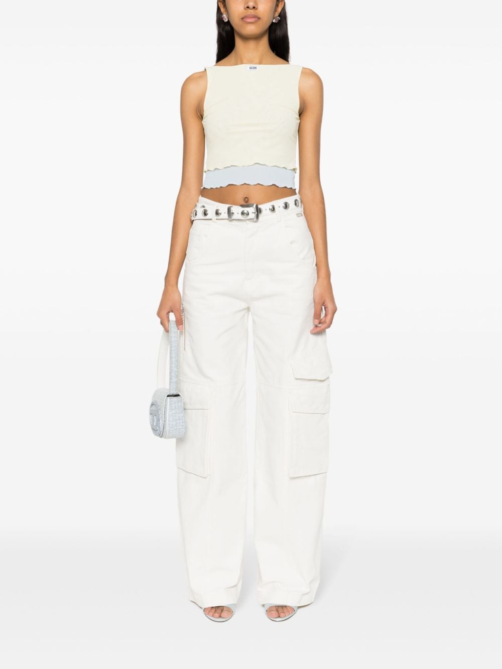 GCDS GCDS Logo-Patch Layered Mesh Top