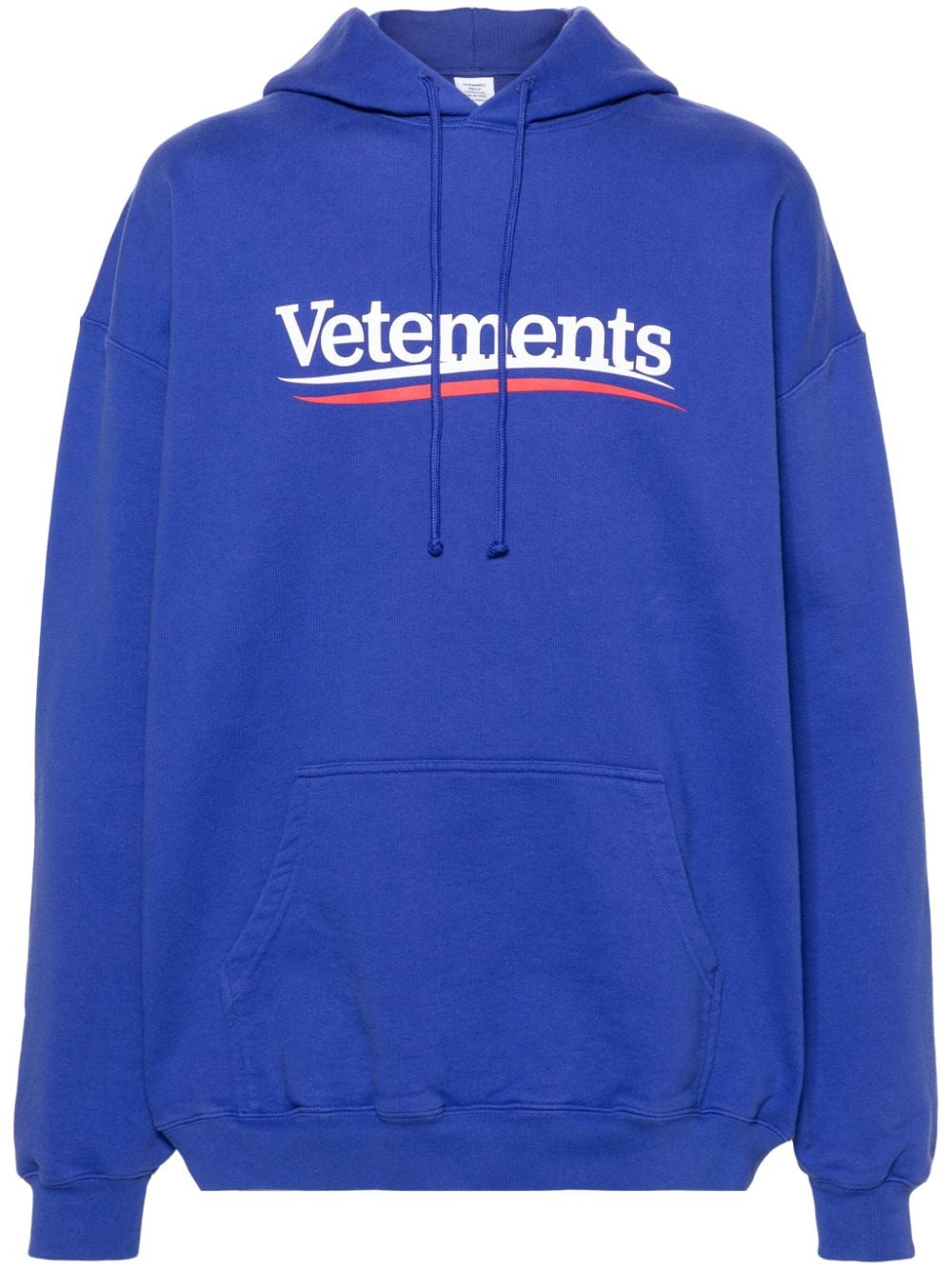 Vetements Logo-Print Cotton Blend Hoodie In Blue - 71% Off 