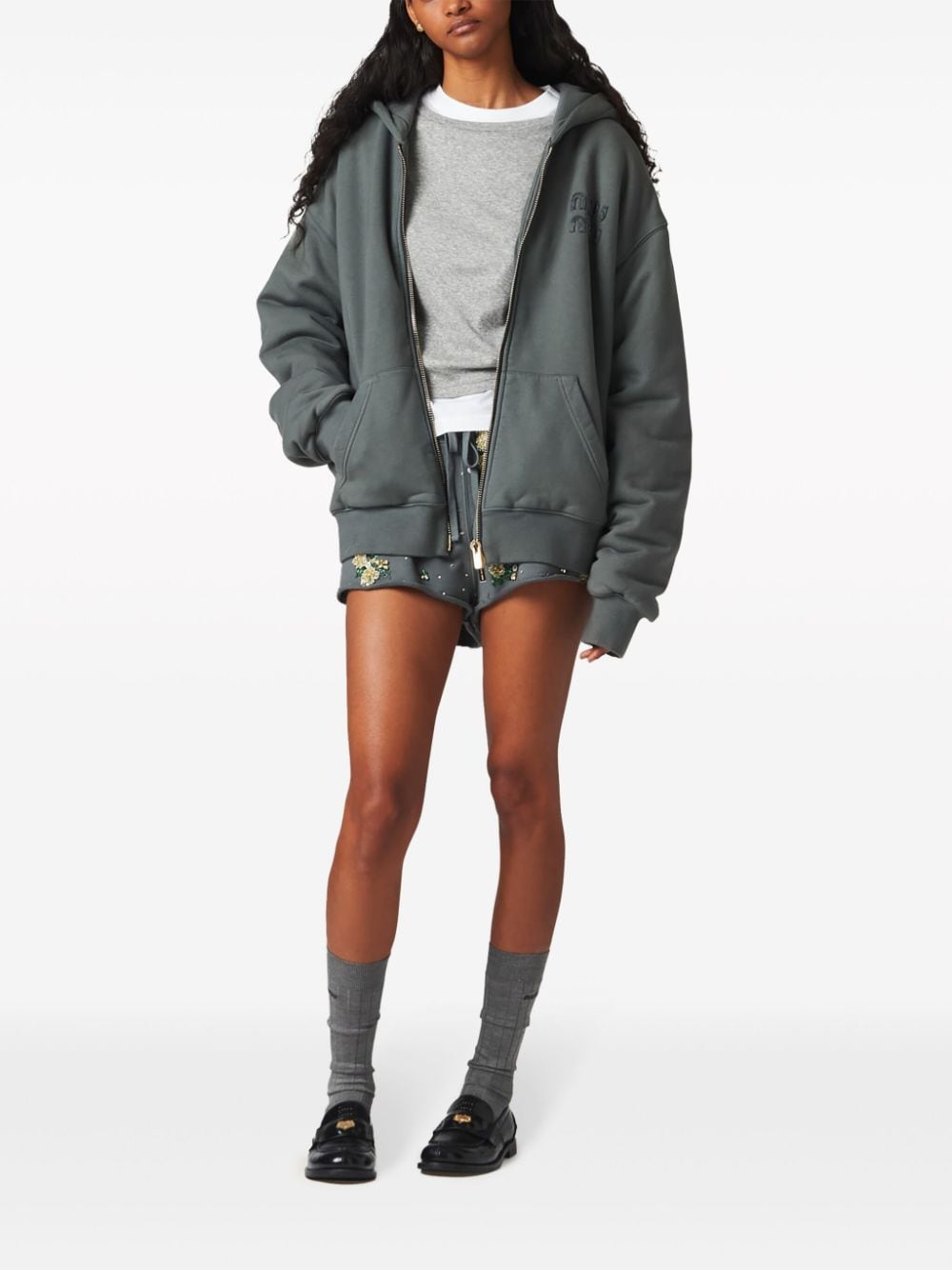 MIU MIU Miu Miu Embroidered Cotton Shorts