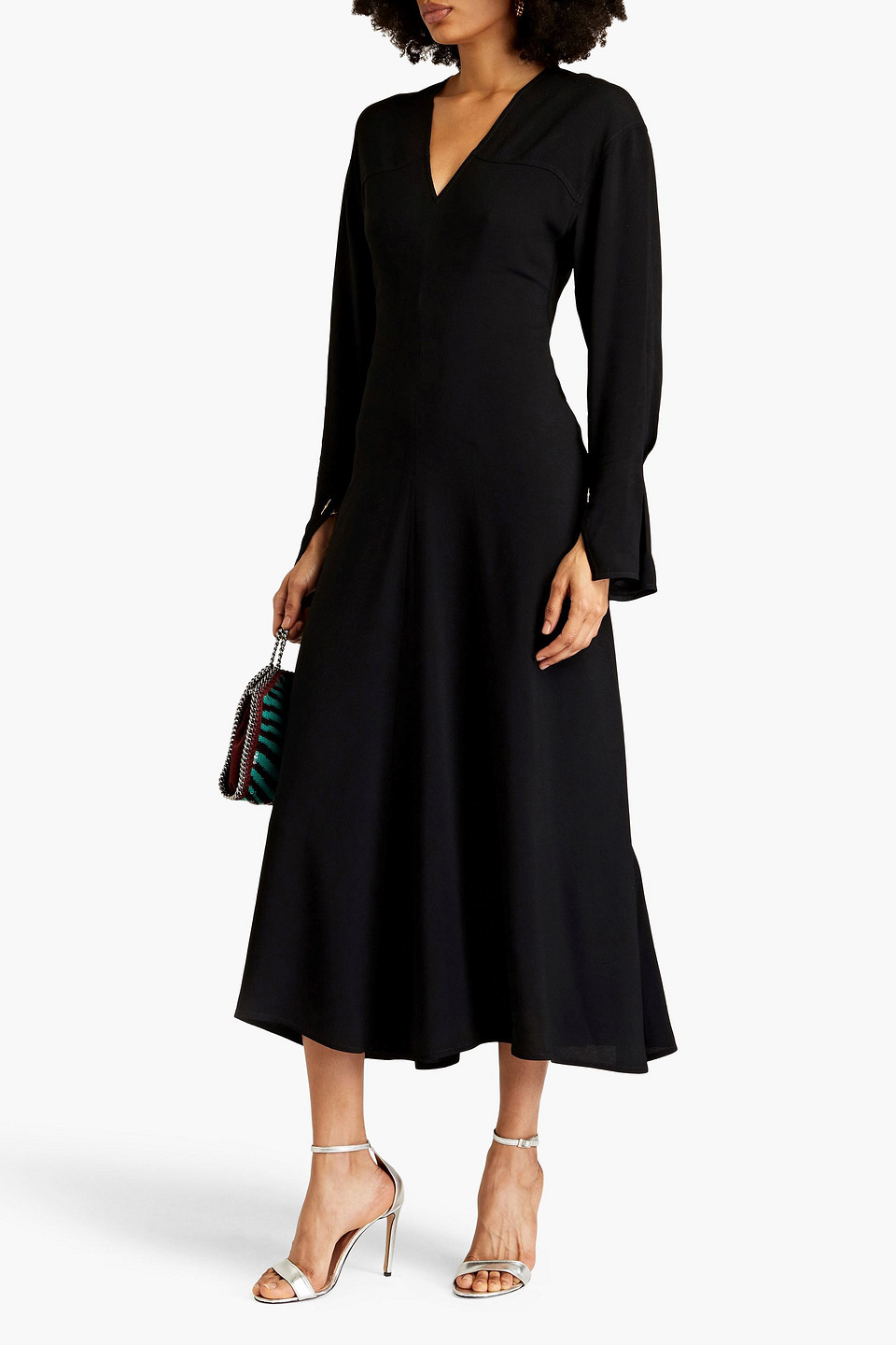 Victoria Beckham Pleated Crepe Midi Dress In Bright Blue - 85% Off | Editorialist Victoria Beckham Pleated Crepe Midi Dress In Bright Blue - 85% Off | Editorialist