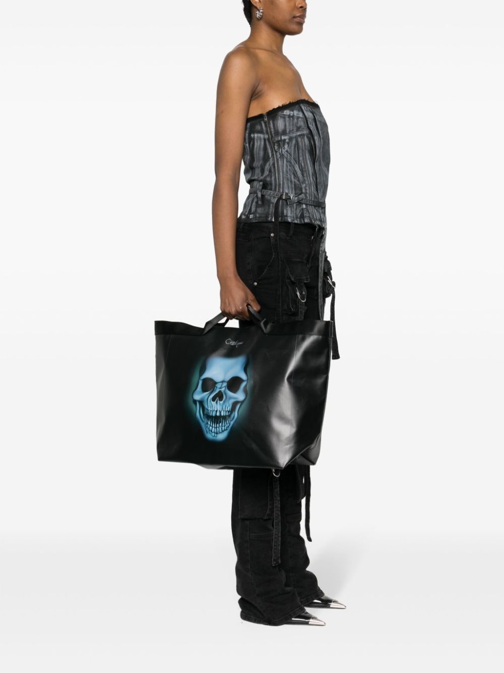Ottolinger Large Skull-Print Tote Bag - Black | Editorialist
