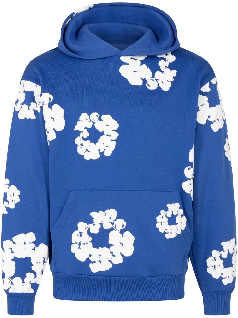 Denim Tears Wreath-Print Cotton Hoodie - Blue | Editorialist