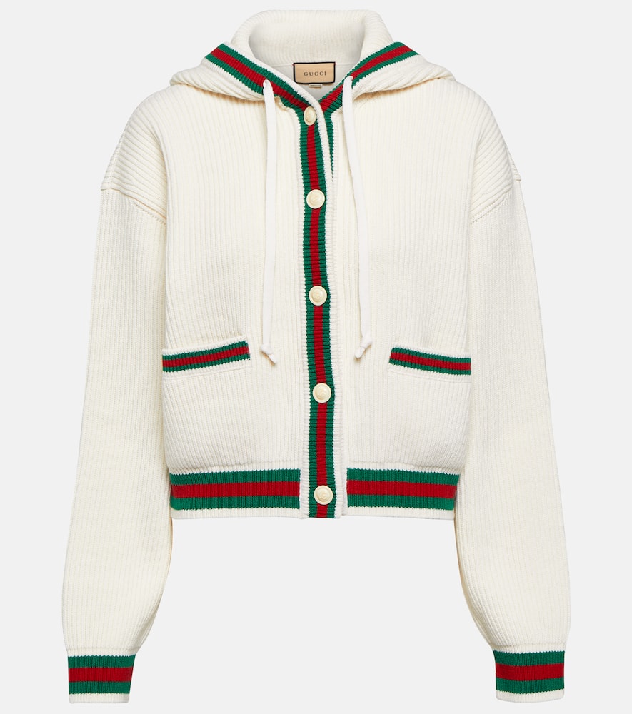 Cable Knit Cardigan Long Gucci Sweater Gucci Web Stripe Ribbed
