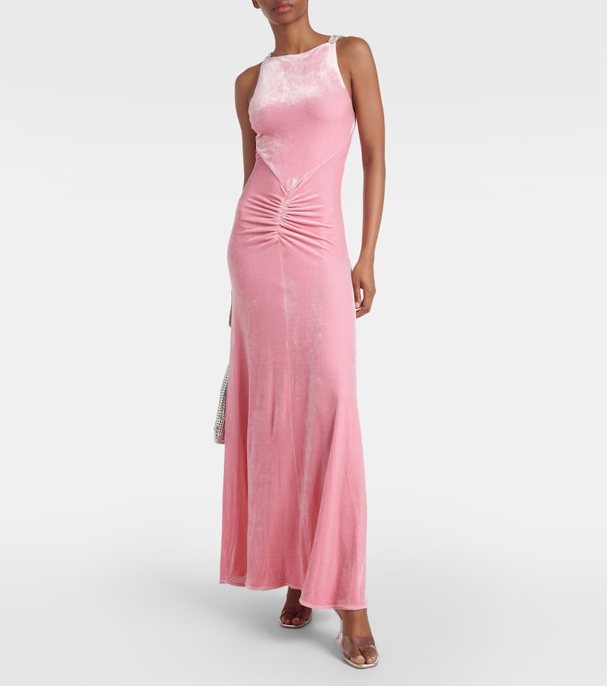 PACO RABANNE Rabanne Embellished Ruched Velvet Gown