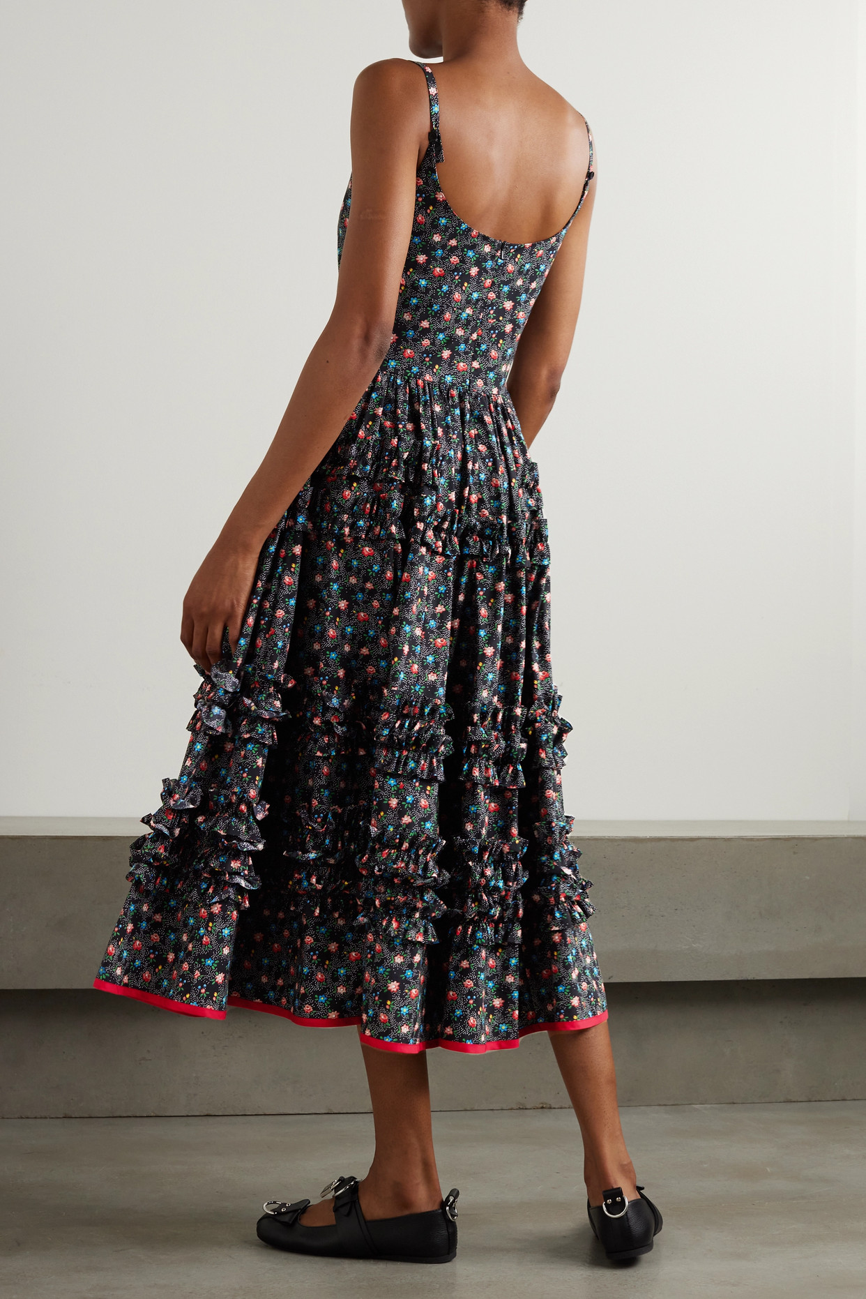 Molly Goddard Ruby Tiered Ruffled Satin-Trimmed Floral-Print 