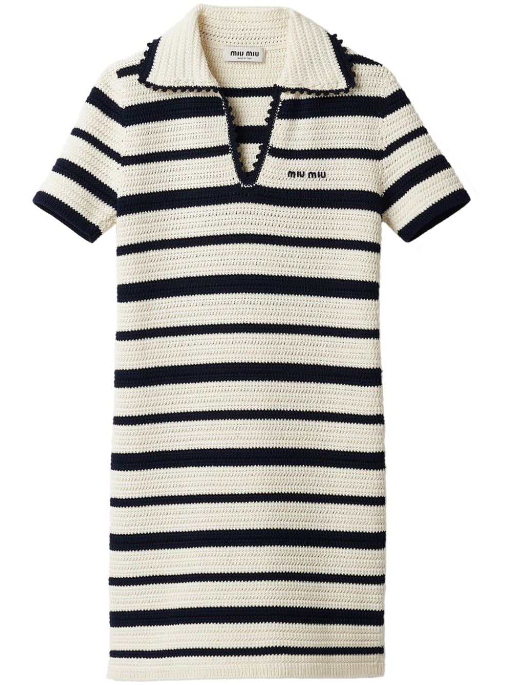 miu miu crochet dress Miu Miu Stripe-Pattern Crochet Minidress - White