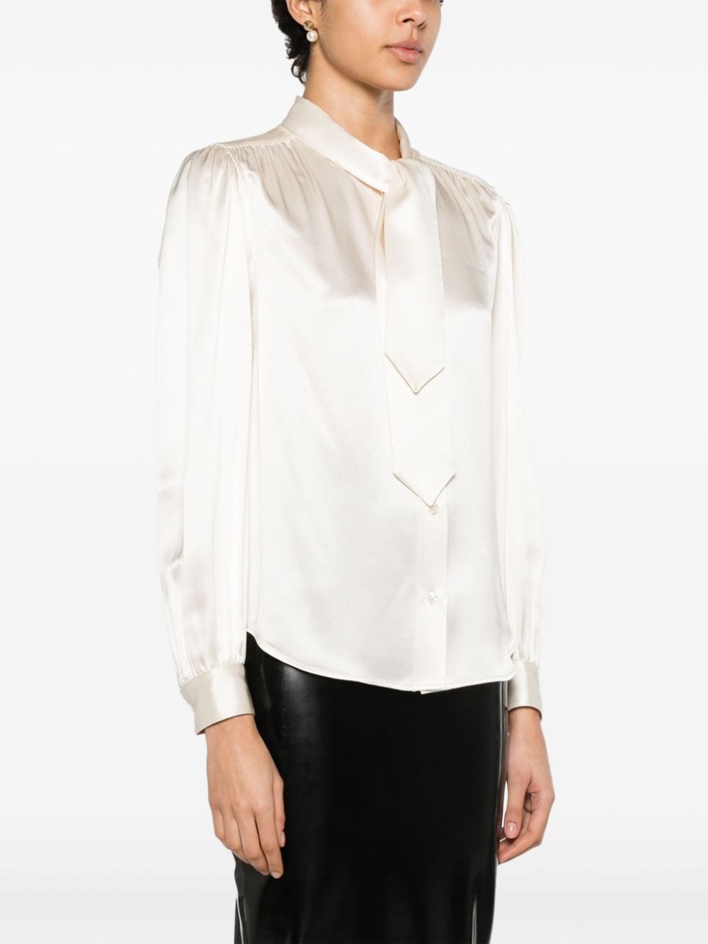 SAINT LAURENT Saint Laurent Lavallière-Neck Silk-Satin Blouse