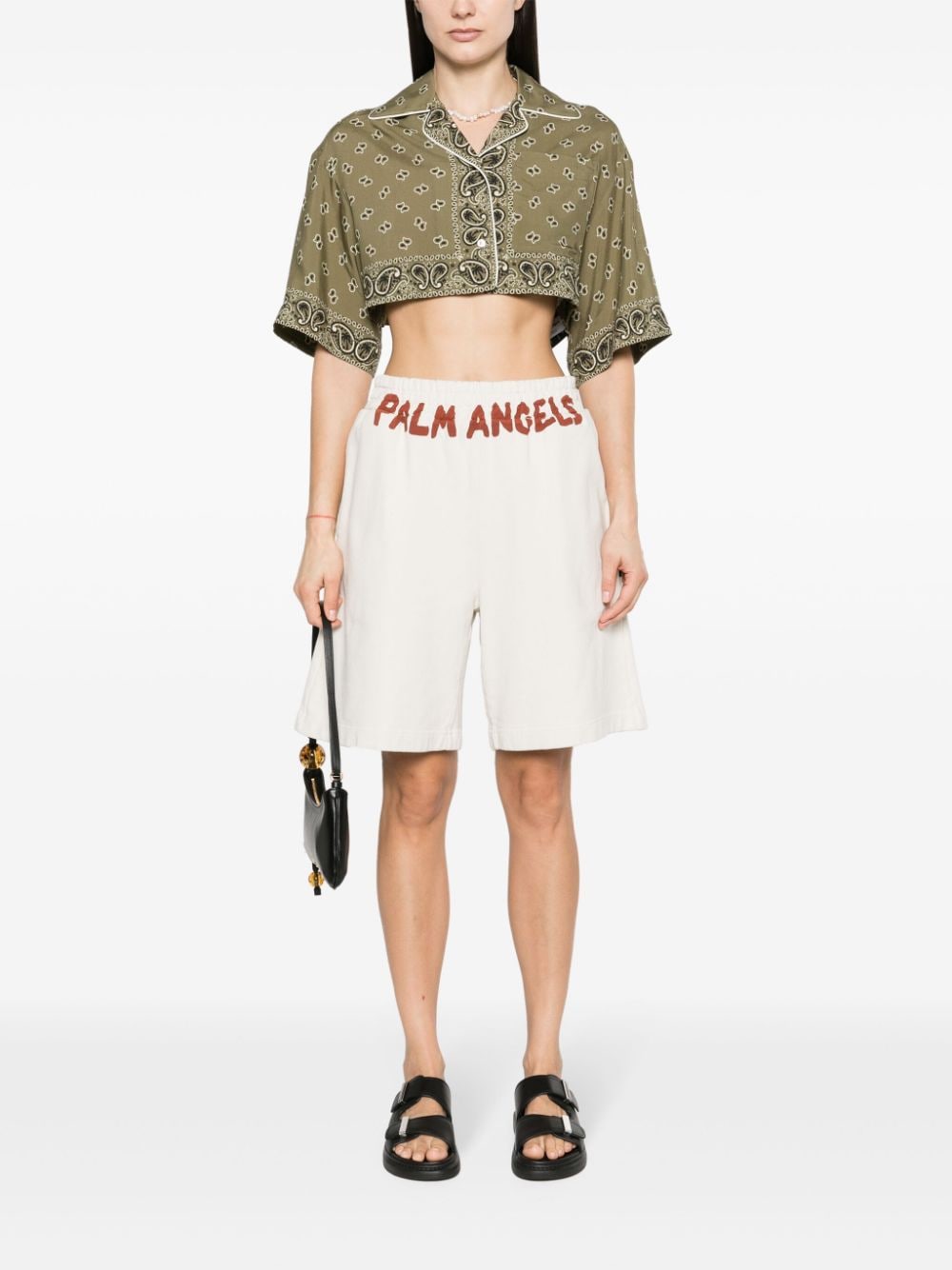 PALM ANGELS Palm Angels Paisley-Print Cropped Shirt