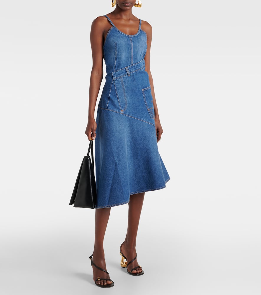 Cos Asymmetric Paneled Denim Midi Dress - Blue | Editorialist