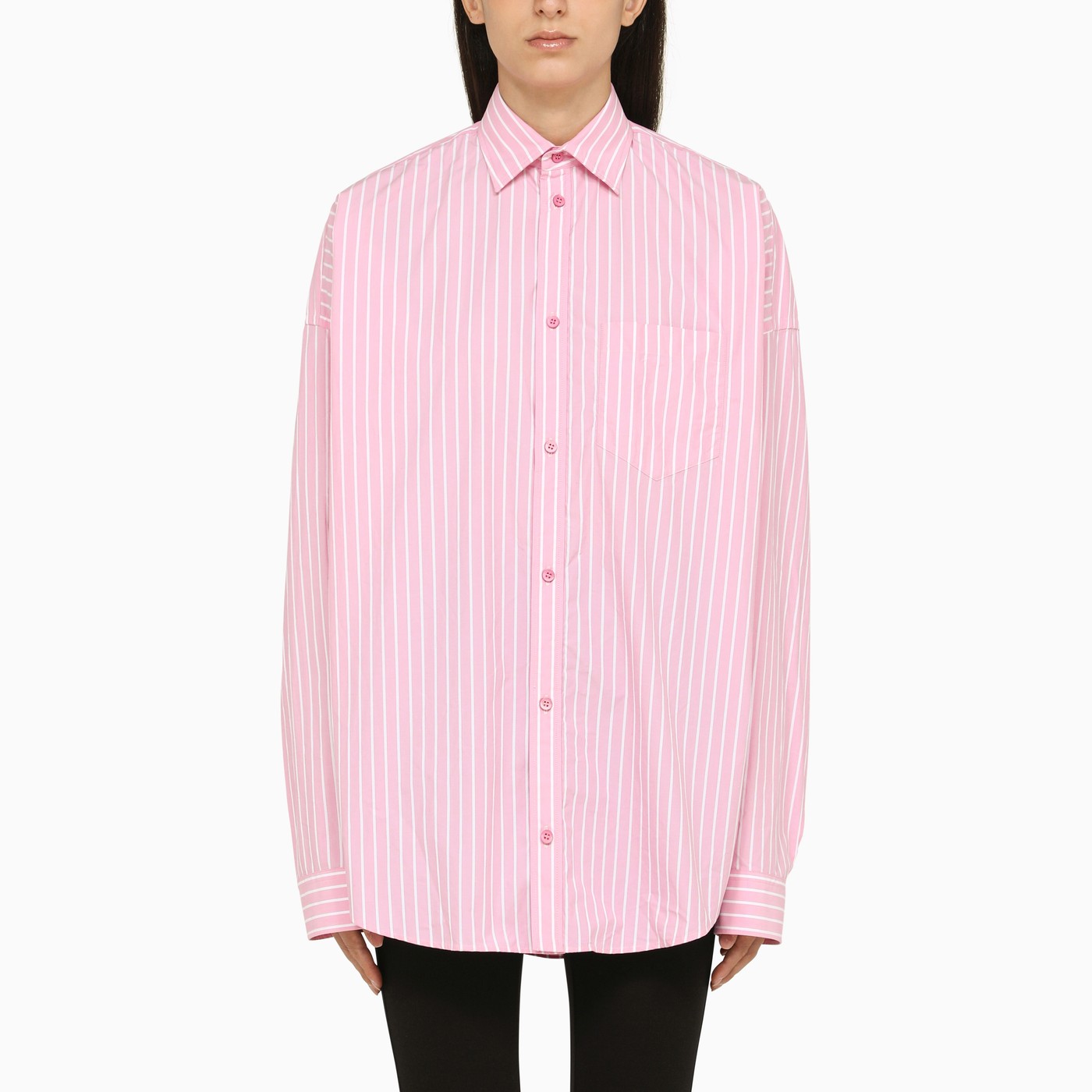 Balenciaga Striped Oversize Shirt - Pink | Editorialist