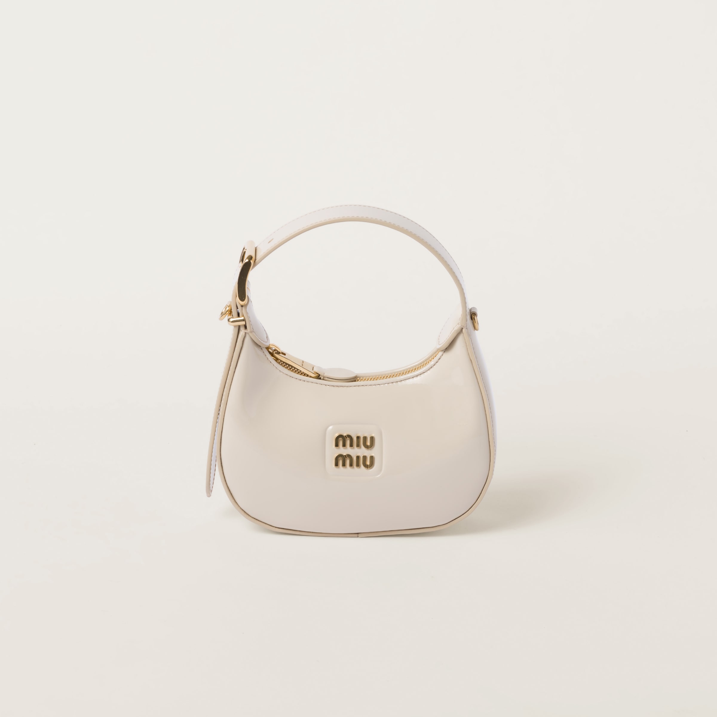 Miu Miu Patent Leather Hobo Bag - Ivory | Editorialist