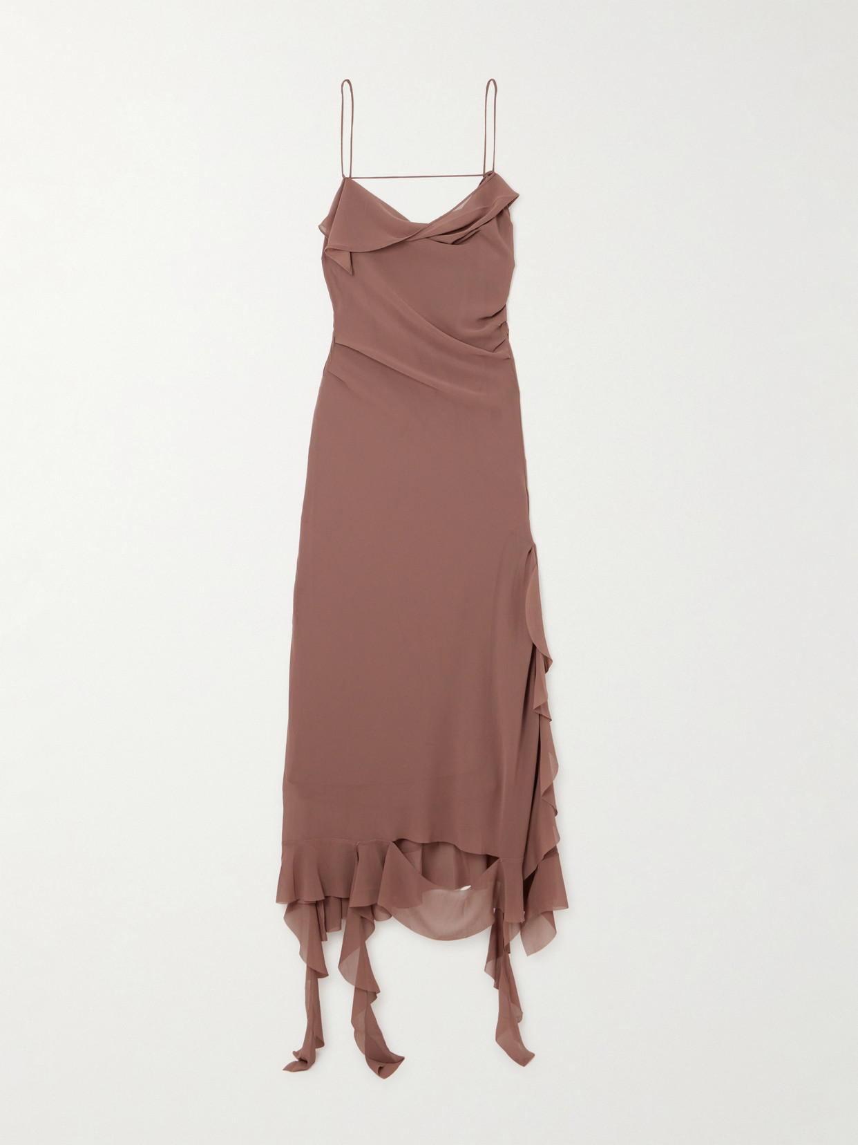asymmetric layered ruffled chiffon midi dress by acne studios ACNE STUDIOS Asymmetric layered ruffled chiffon midi dress