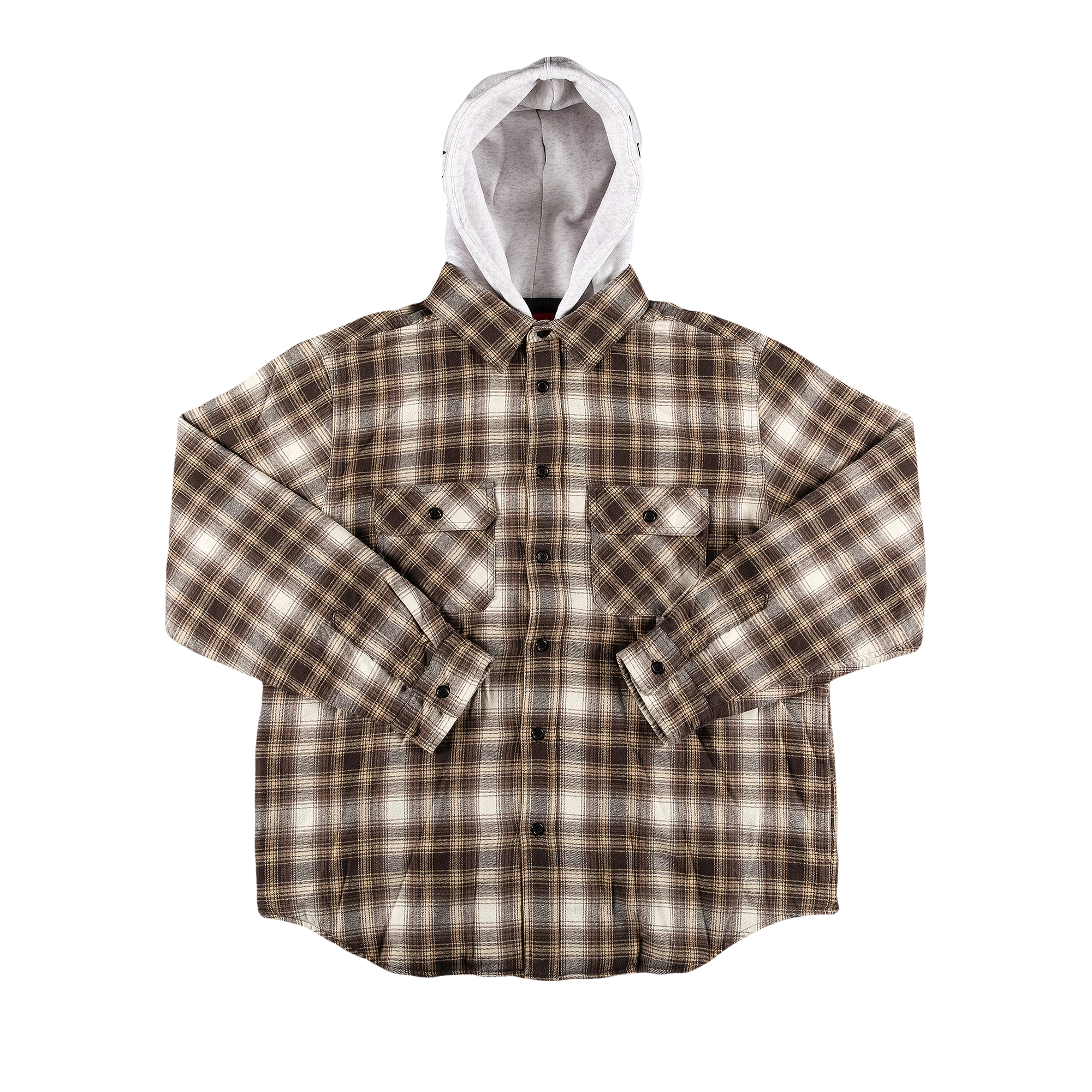 Supreme Hooded Flannel Zip Up Shirt - Brown | Editorialist