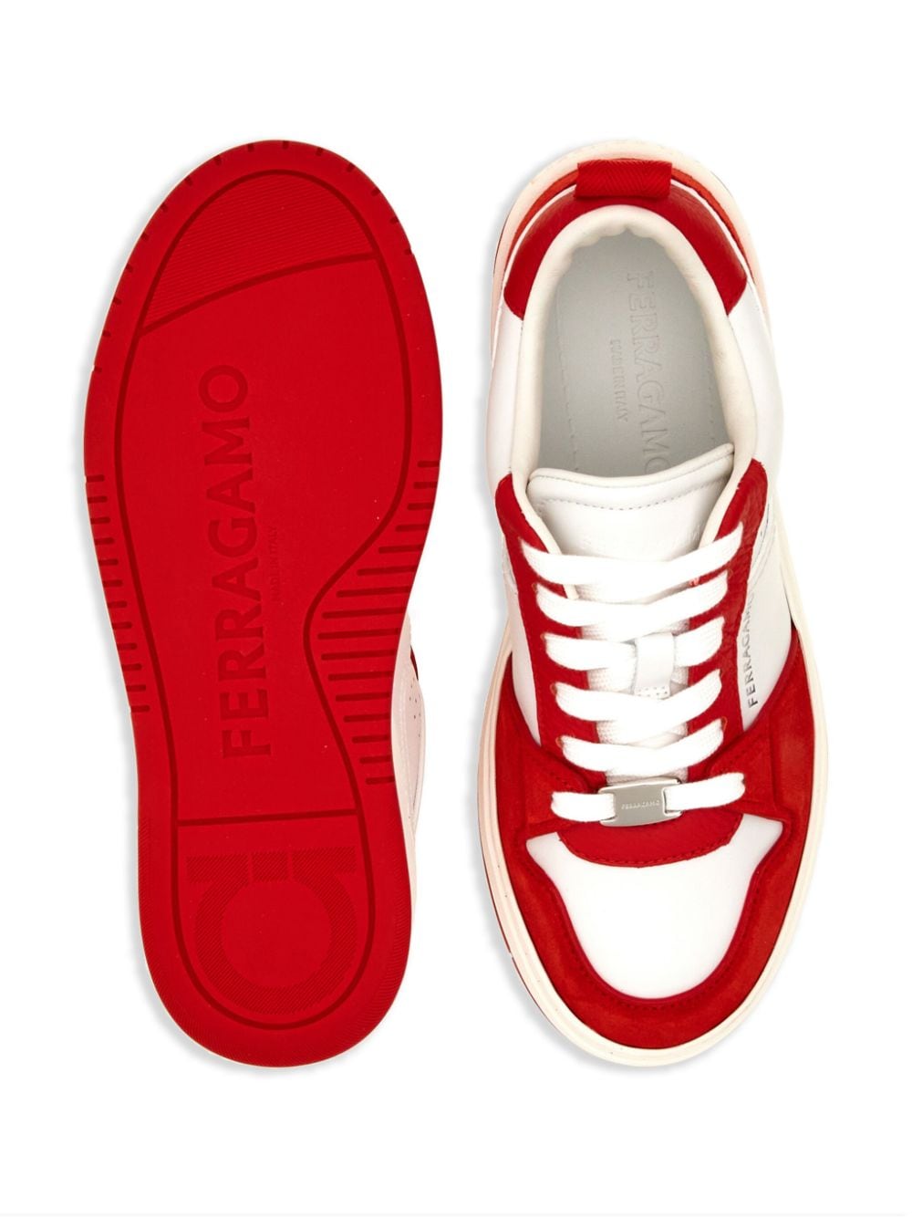 Buy FERRAGAMO Panelled Leather Sneakers White At 31% Off