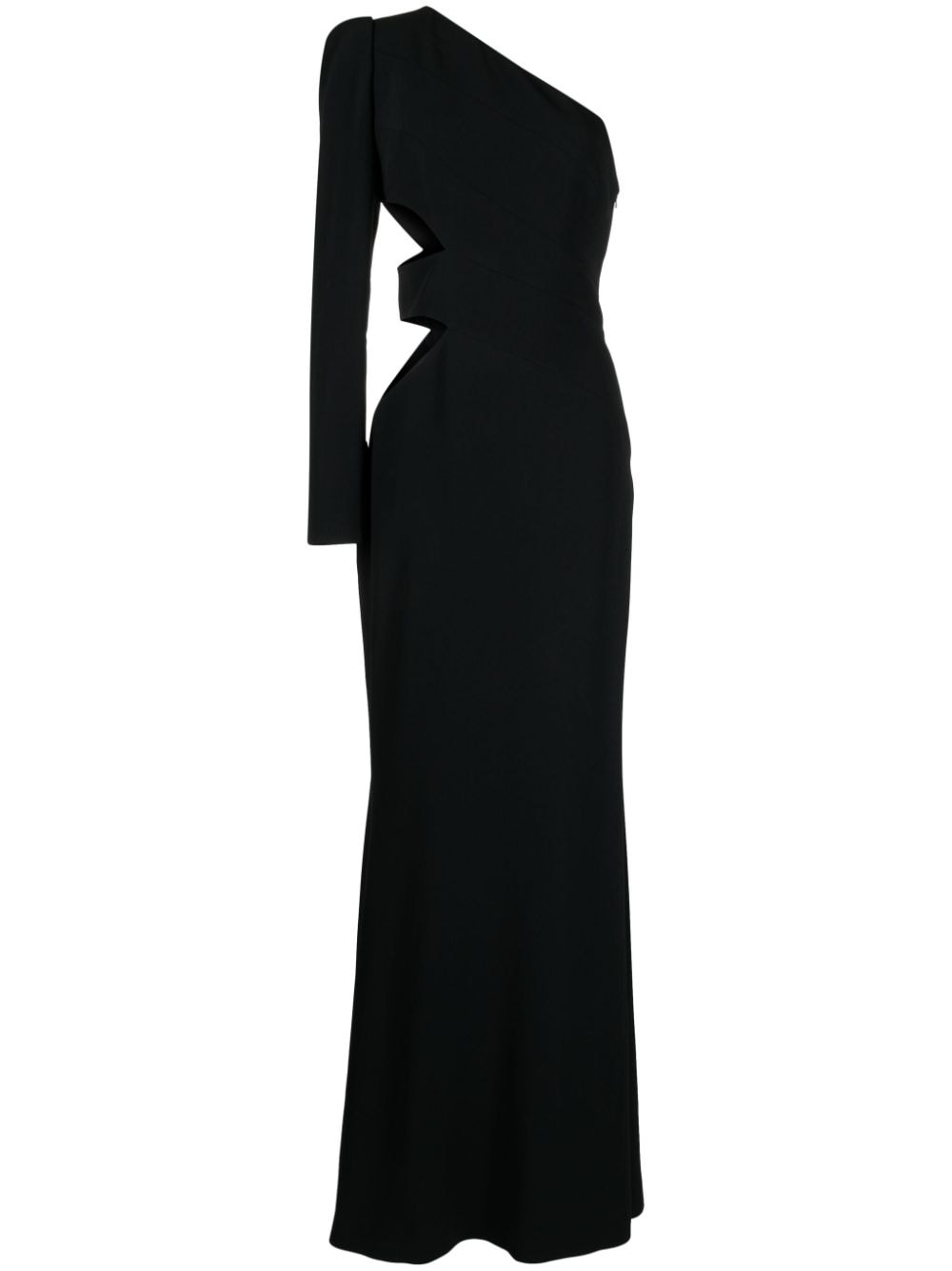 chinese dress ladies One-shoulder maxi dress with feather-trimmed bottom, Xo Xo
