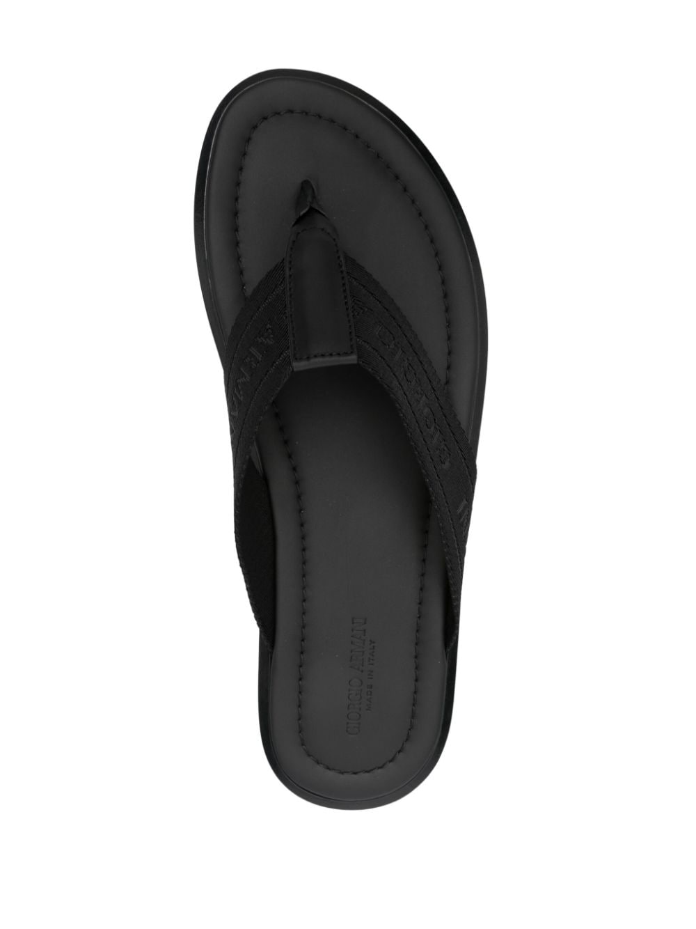 Giorgio Armani Logo-Strap Leather Flip Flops In Black - 52  display picture 1