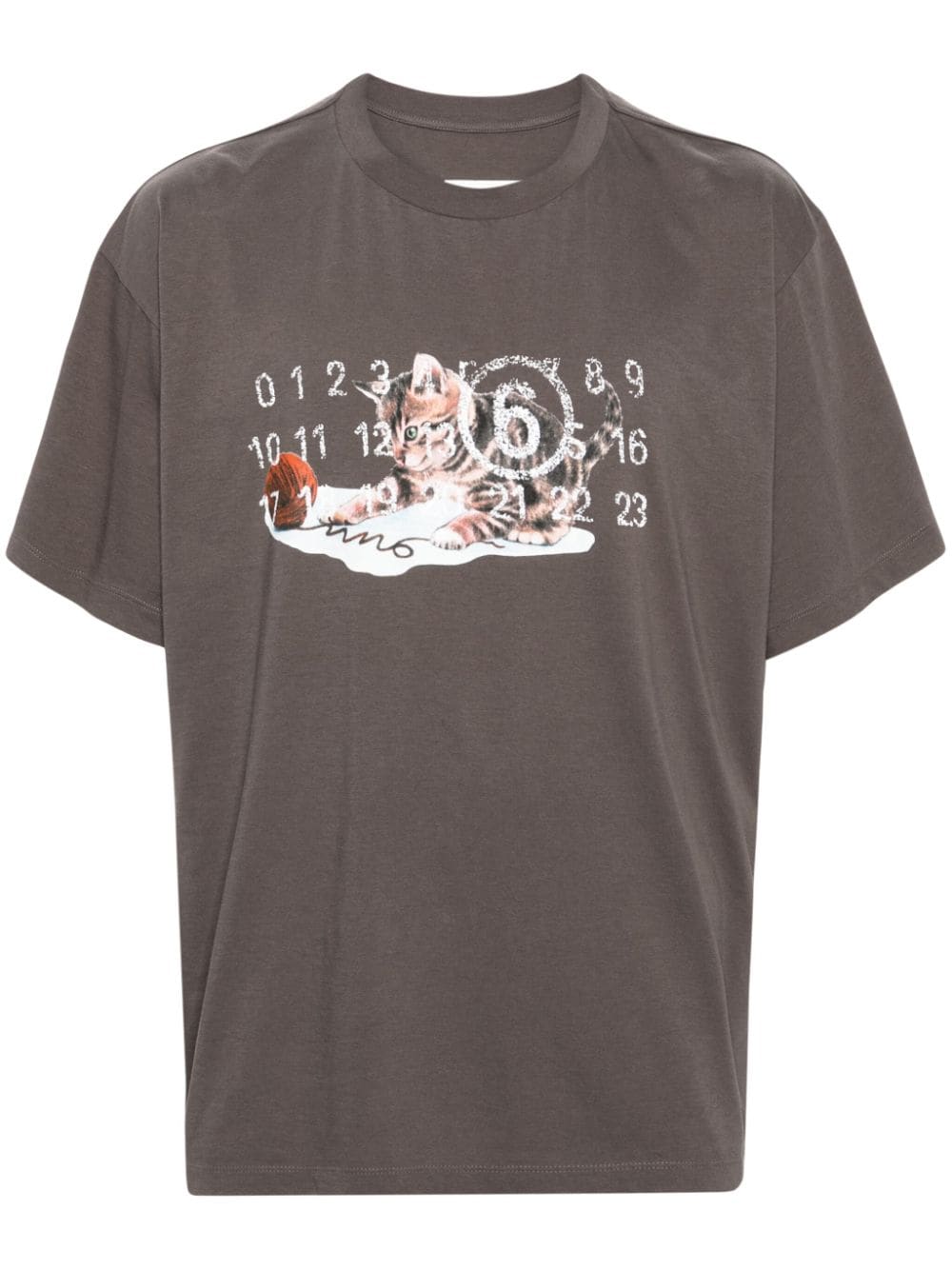 Maison Margiela Cat & Wool-Print Cotton T-Shirt - Brown | Editorialist
