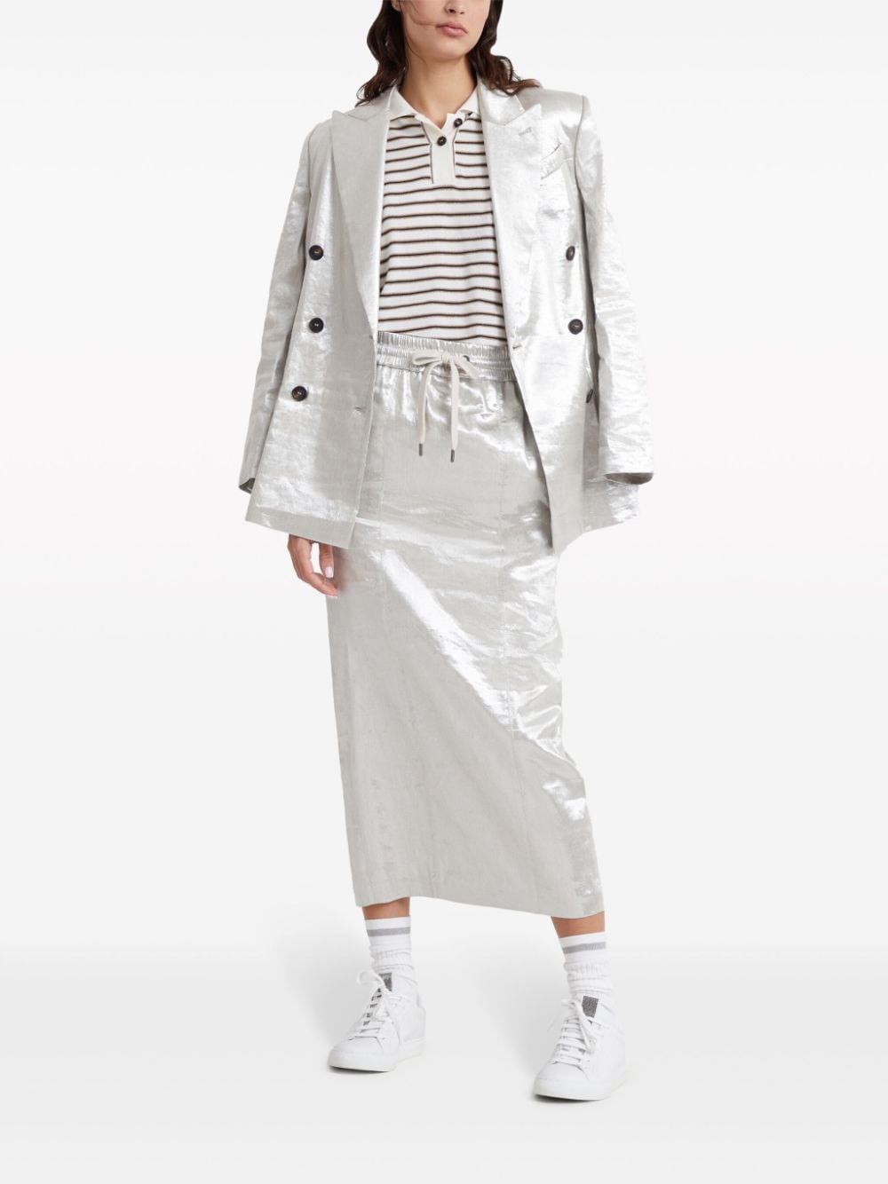 BRUNELLO CUCINELLI Brunello Cucinelli Metallic-Finish Midi Skirt