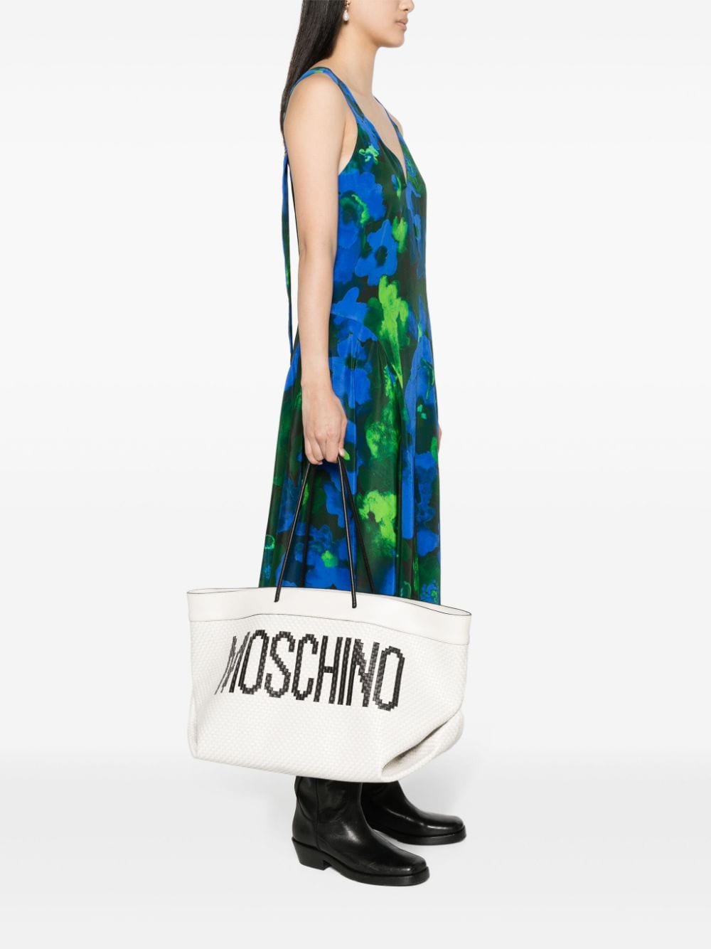 MOSCHINO Moschino Logo-Print Interwoven Tote Bag