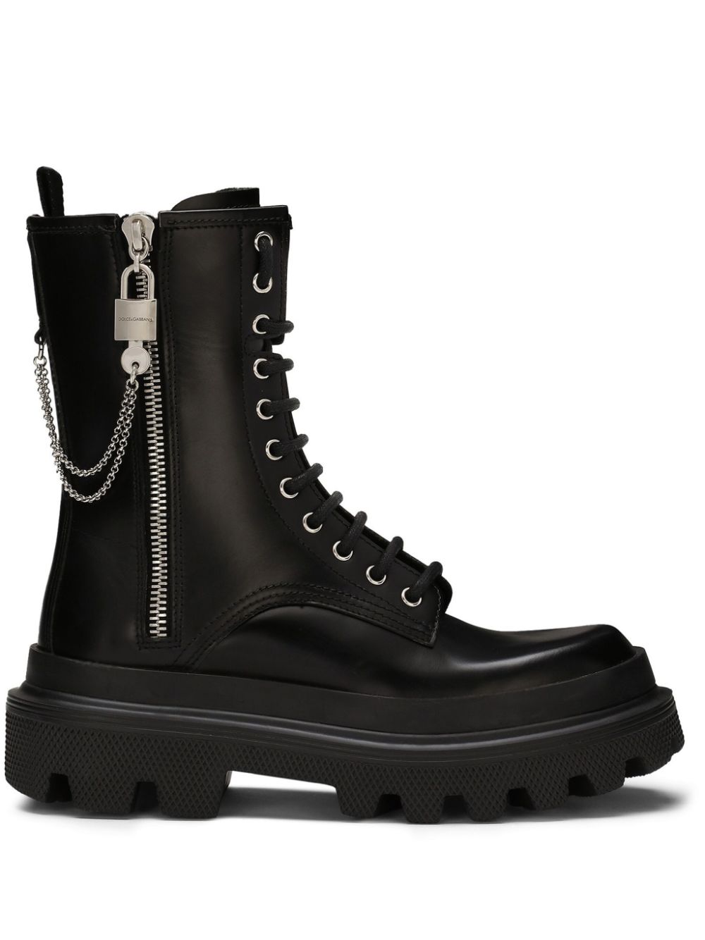 Dolce & Gabbana Chain-Link Combat Boots In Black - 55% Off  display picture 3