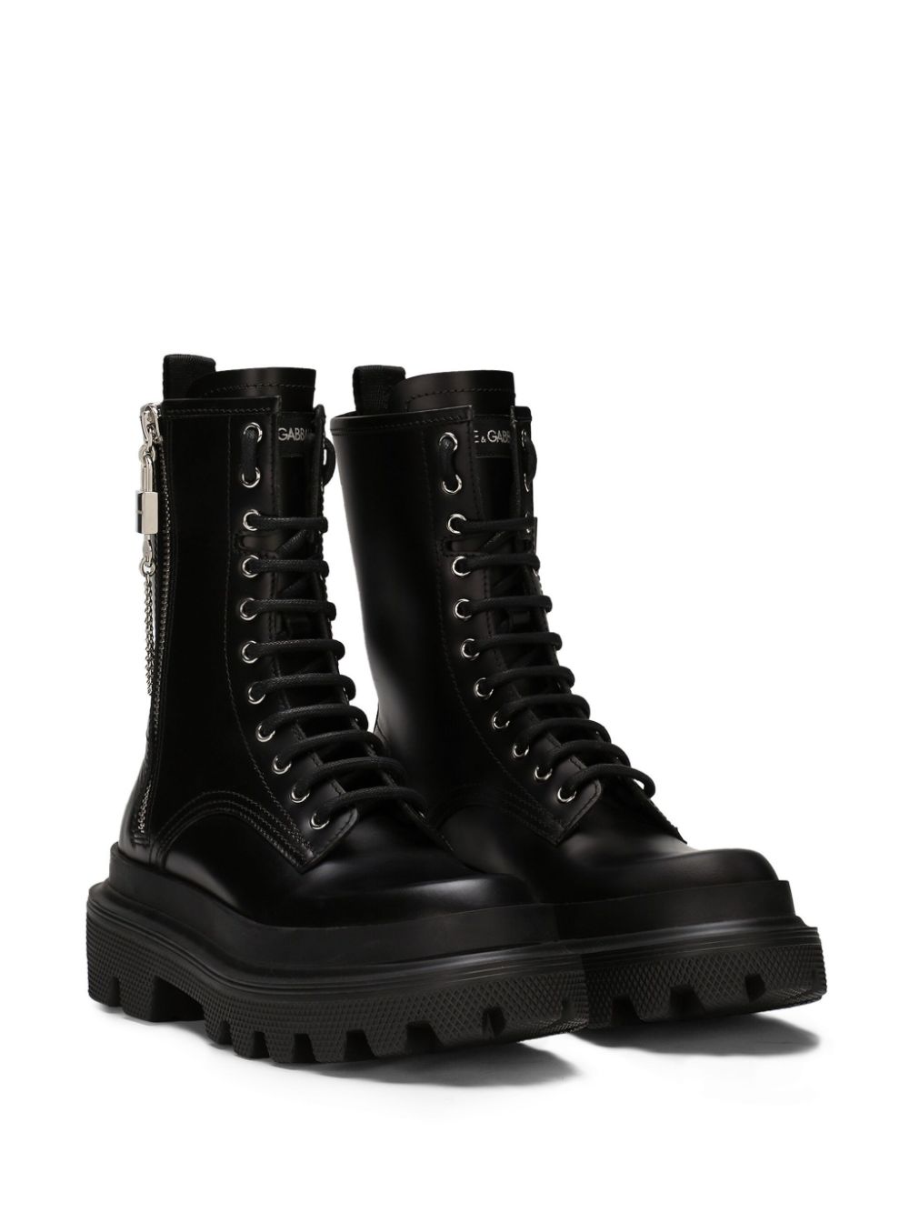 Buy Dolce & Gabbana Chain-link Combat Boots - Black At 34% Off