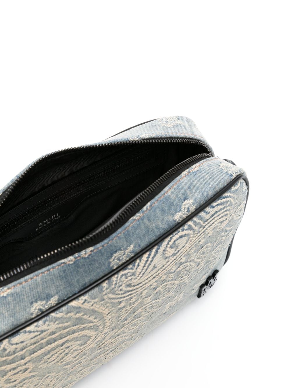 Amiri Bandana-Jacquard Denim Camera Bag - Blue | Editorialist
