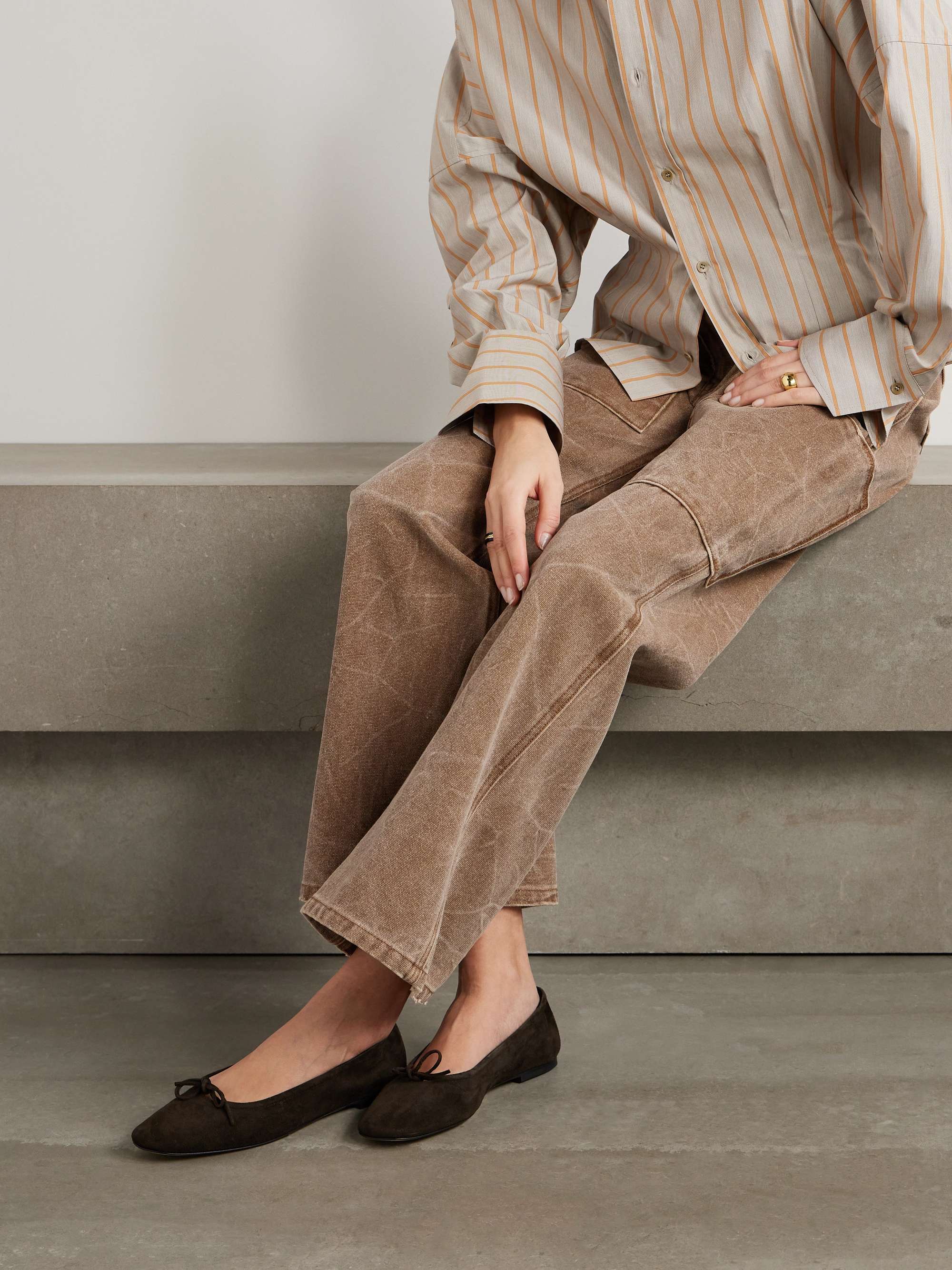 AEYDĒ Delfina Suede Ballet Flats with Bow