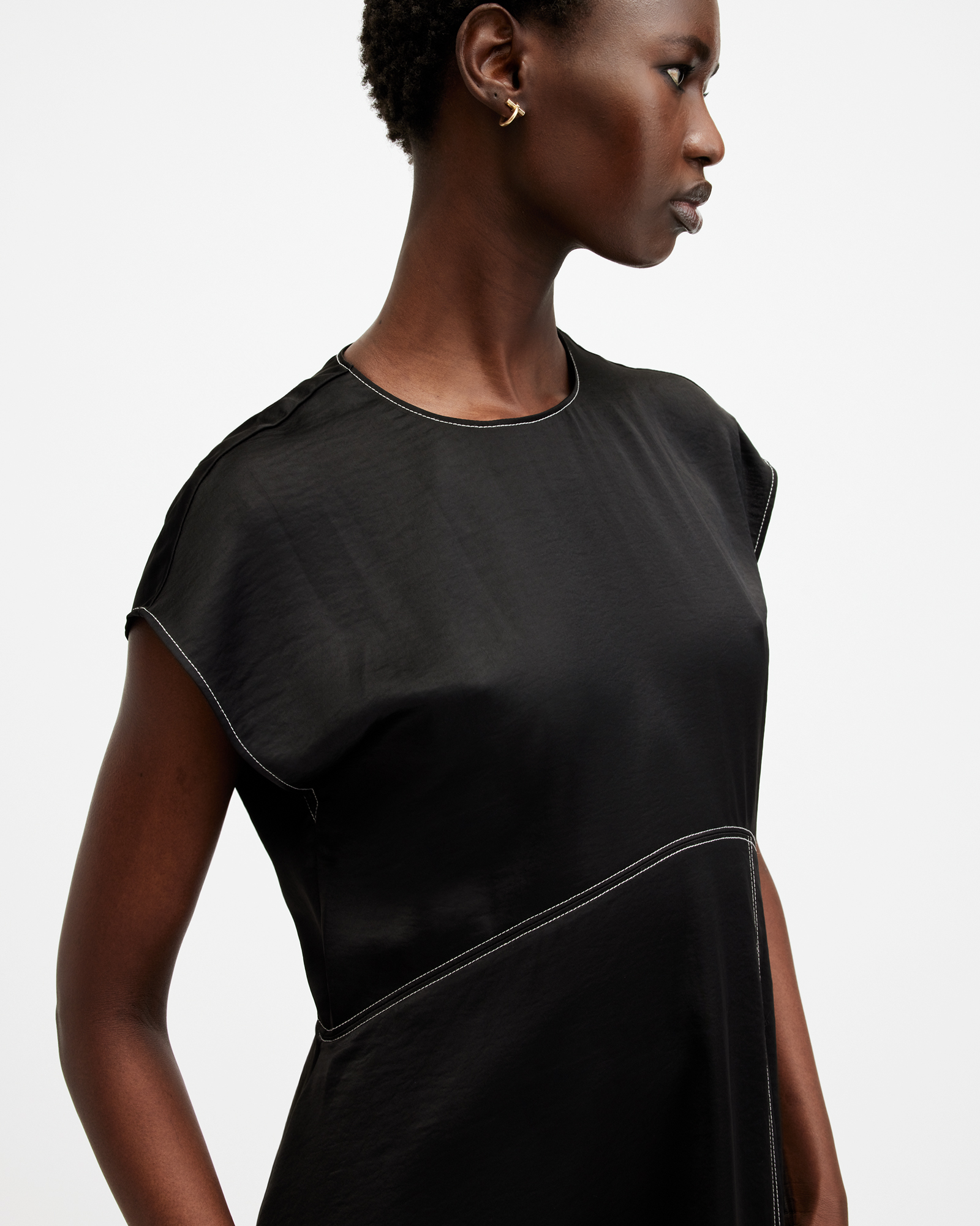 agnes panelled asymmetric maxi dress Shona Joy - Agnes Draped Ruffle Maxi Dress main image 1