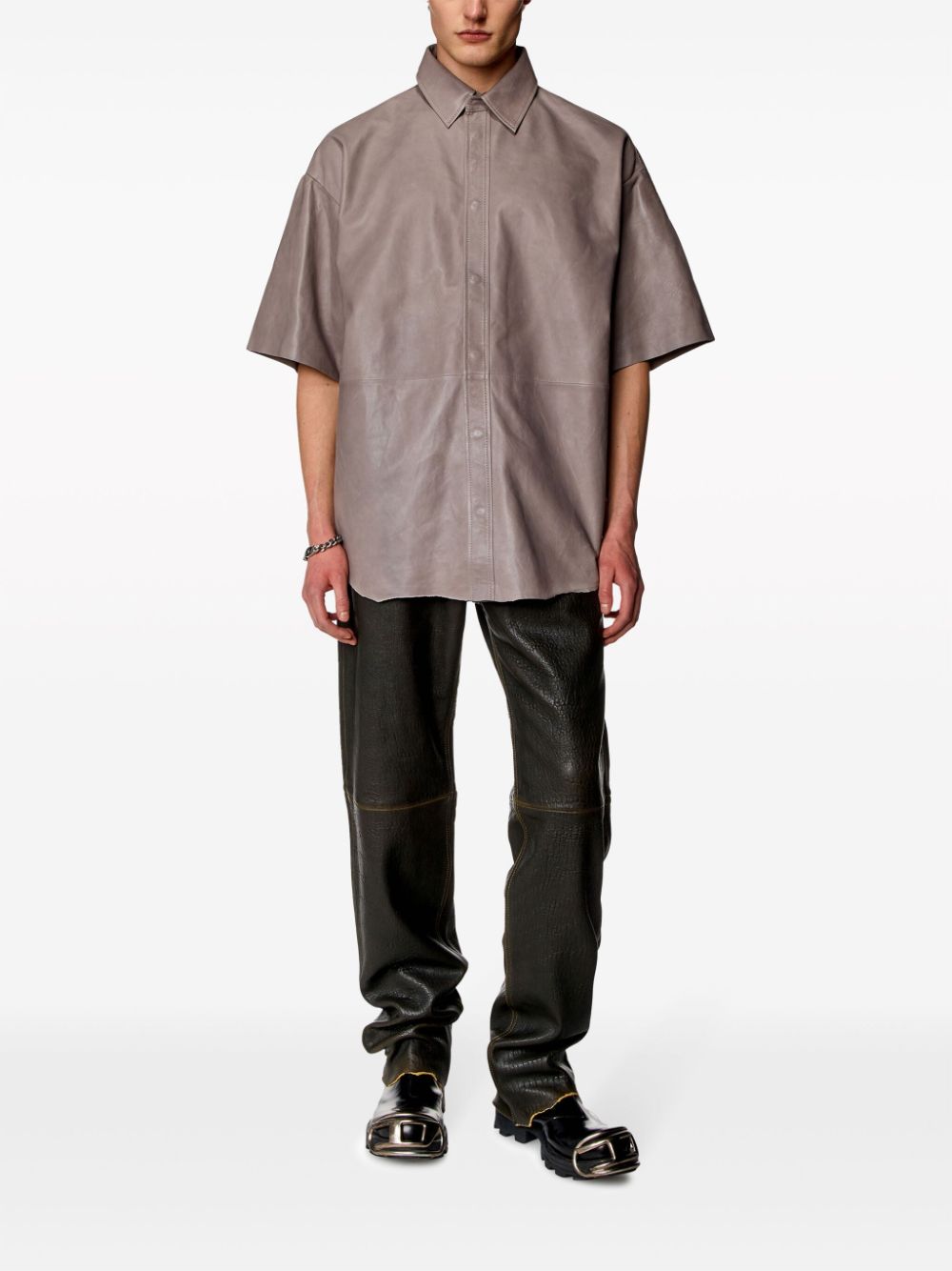 DIESEL® s-emin-lth leather shirt