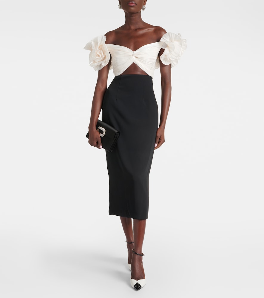 COSTARELLOS Costarellos Ziselle Lurex® and Crêpe Midi Dress