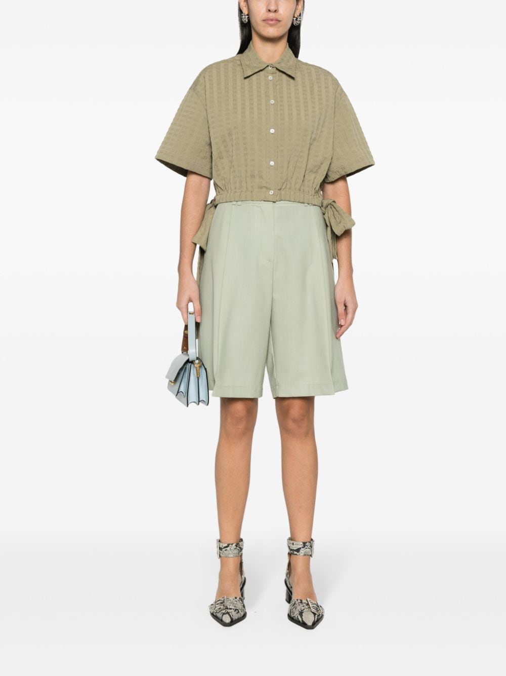 MSGM MSGM Seersucker Cropped Shirt