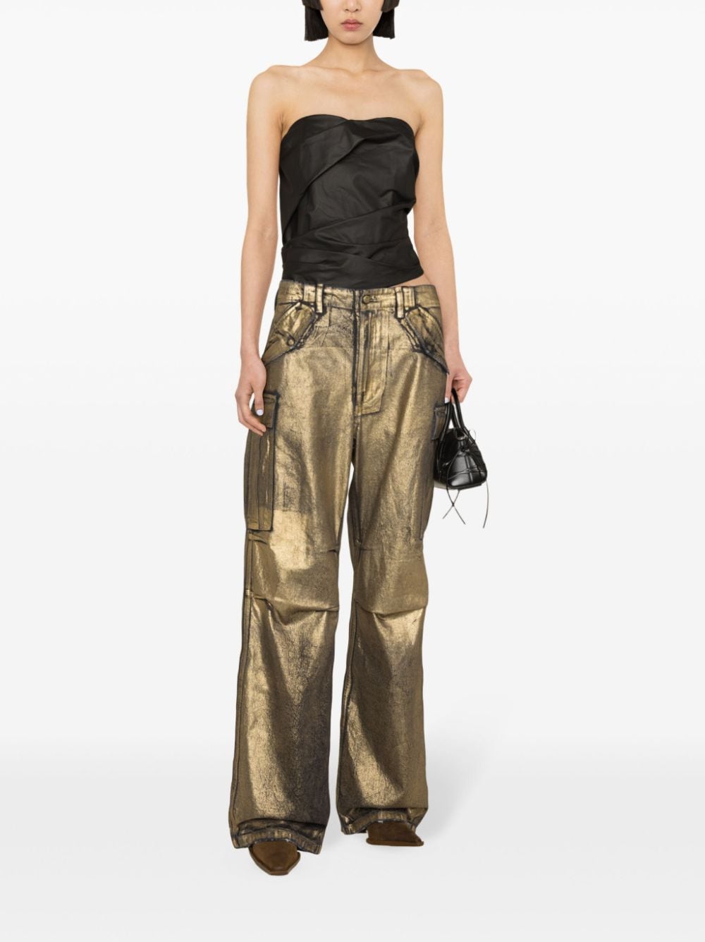 R13 R13 Foiled Wide-Leg Jeans