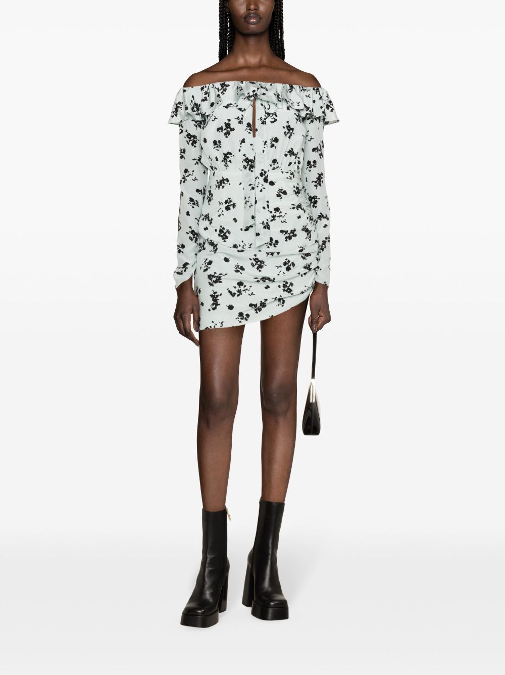 ALESSANDRA RICH Alessandra Rich Rose-Print Silk Mini Dress