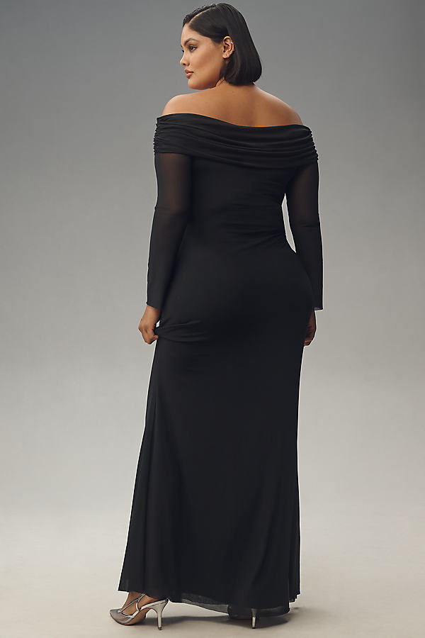 Afrm Long-Sleeve Mesh Maxi Dress - Purple Pattern | Editorialist