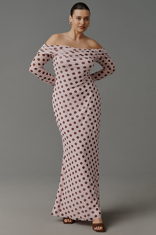 Afrm Long-Sleeve Mesh Maxi Dress - Purple Pattern | Editorialist Afrm Long-Sleeve Mesh Maxi Dress - Purple Pattern | Editorialist