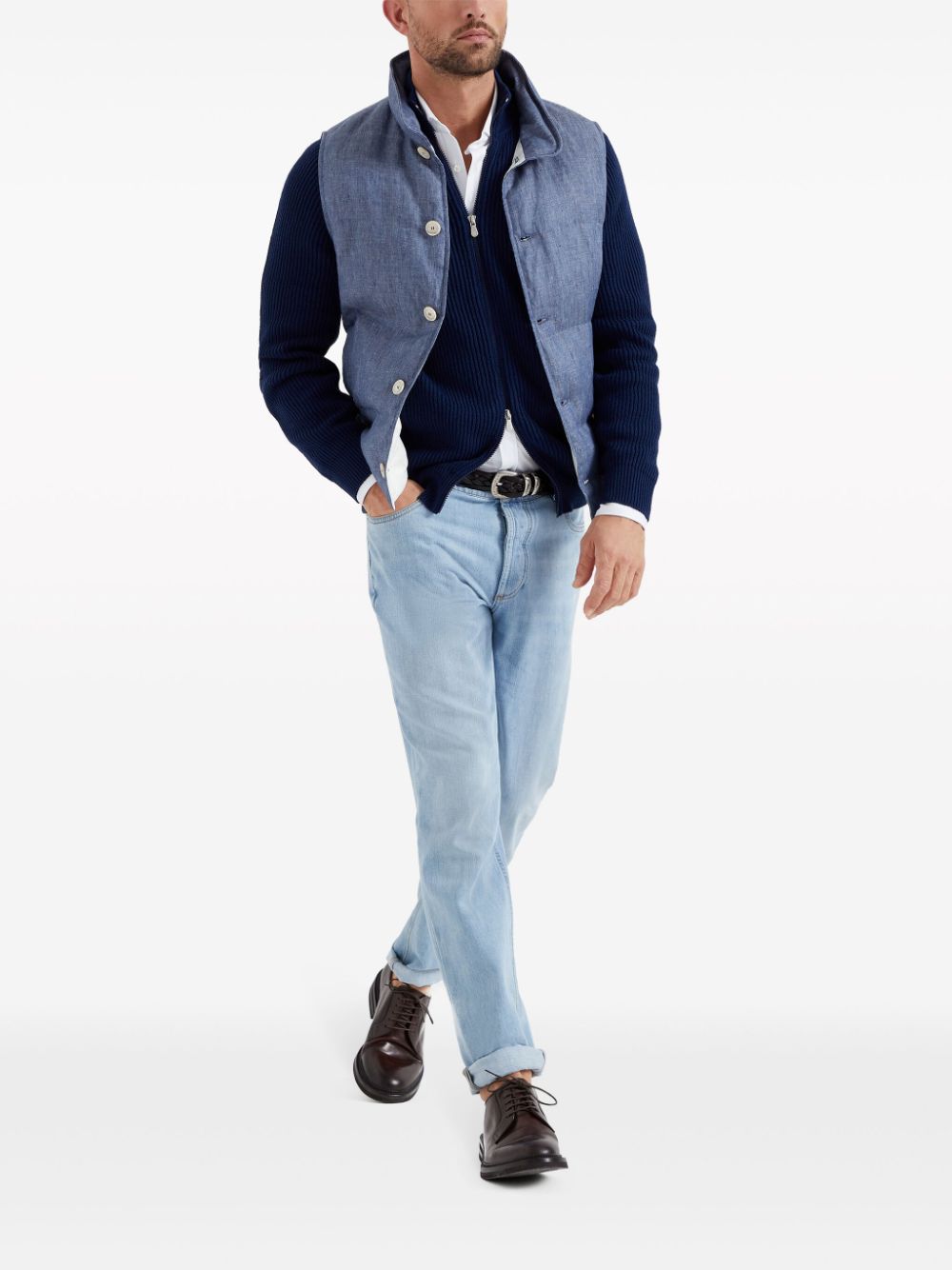 BRUNELLO CUCINELLI spread-collar cotton shirt