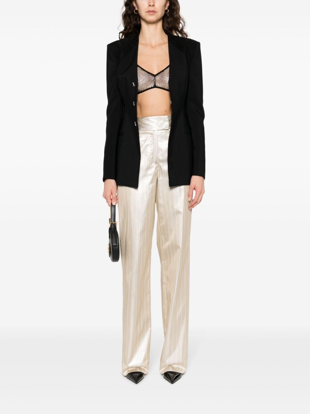 GENNY Pinstripe Wide-Leg Trousers