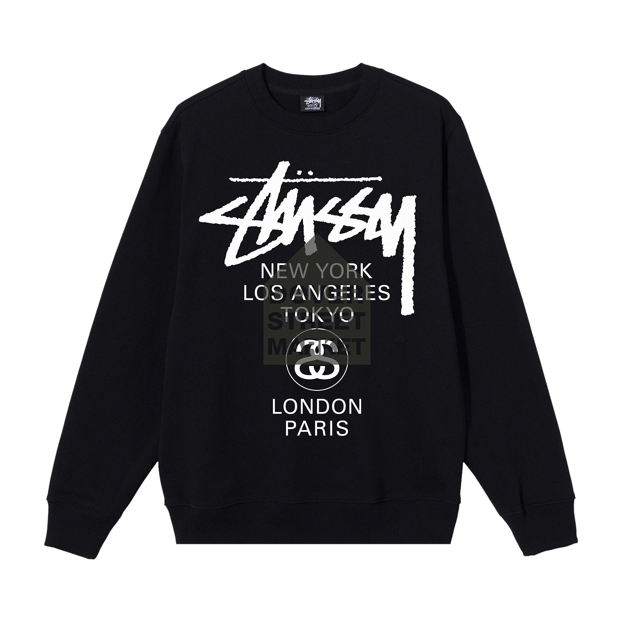 StüSsy Big Crackle Sport Crewneck - Black | Editorialist
