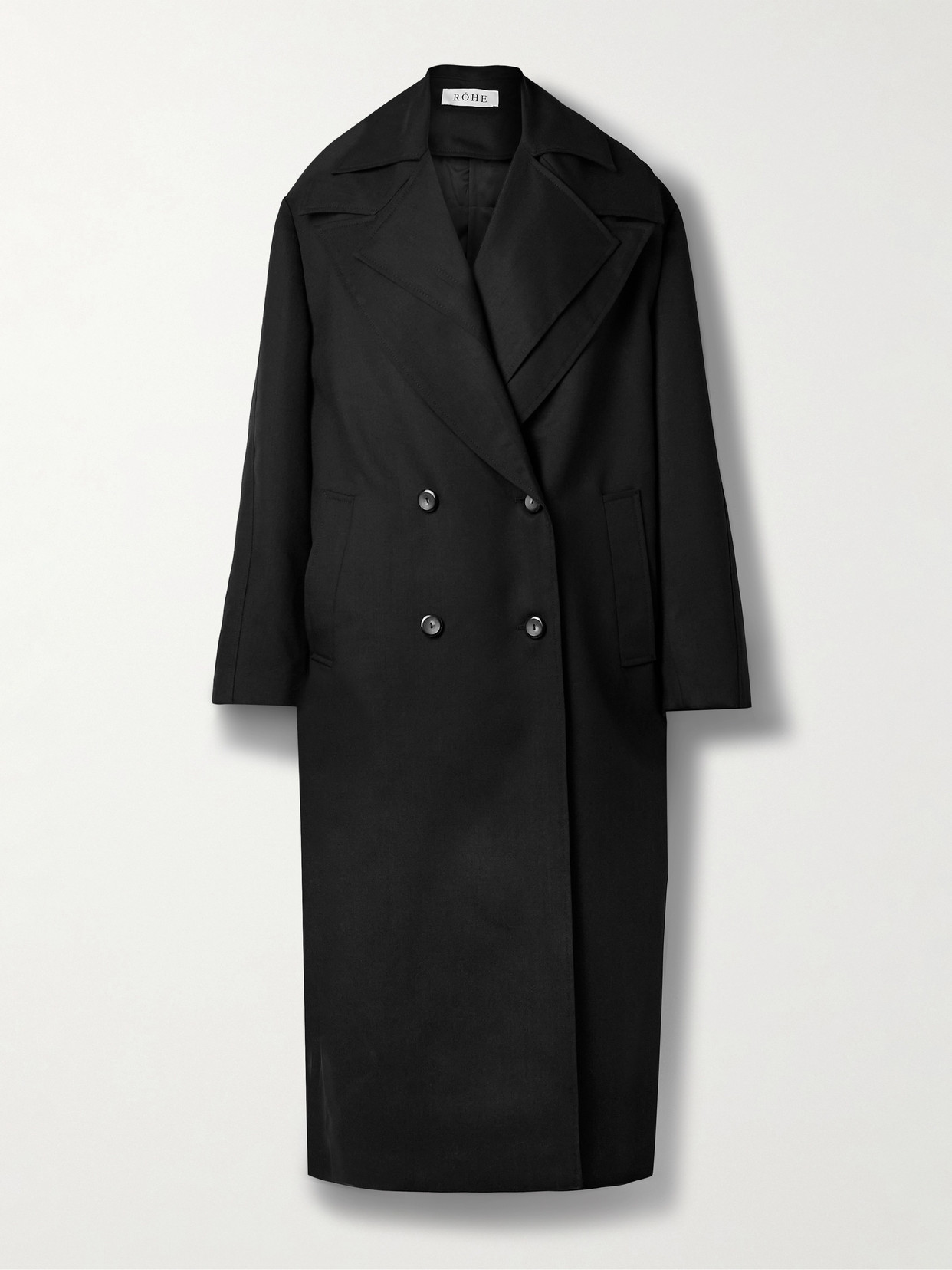 RóHe Double-Breasted Layered Wool-Twill Coat In Black - 50% Off 