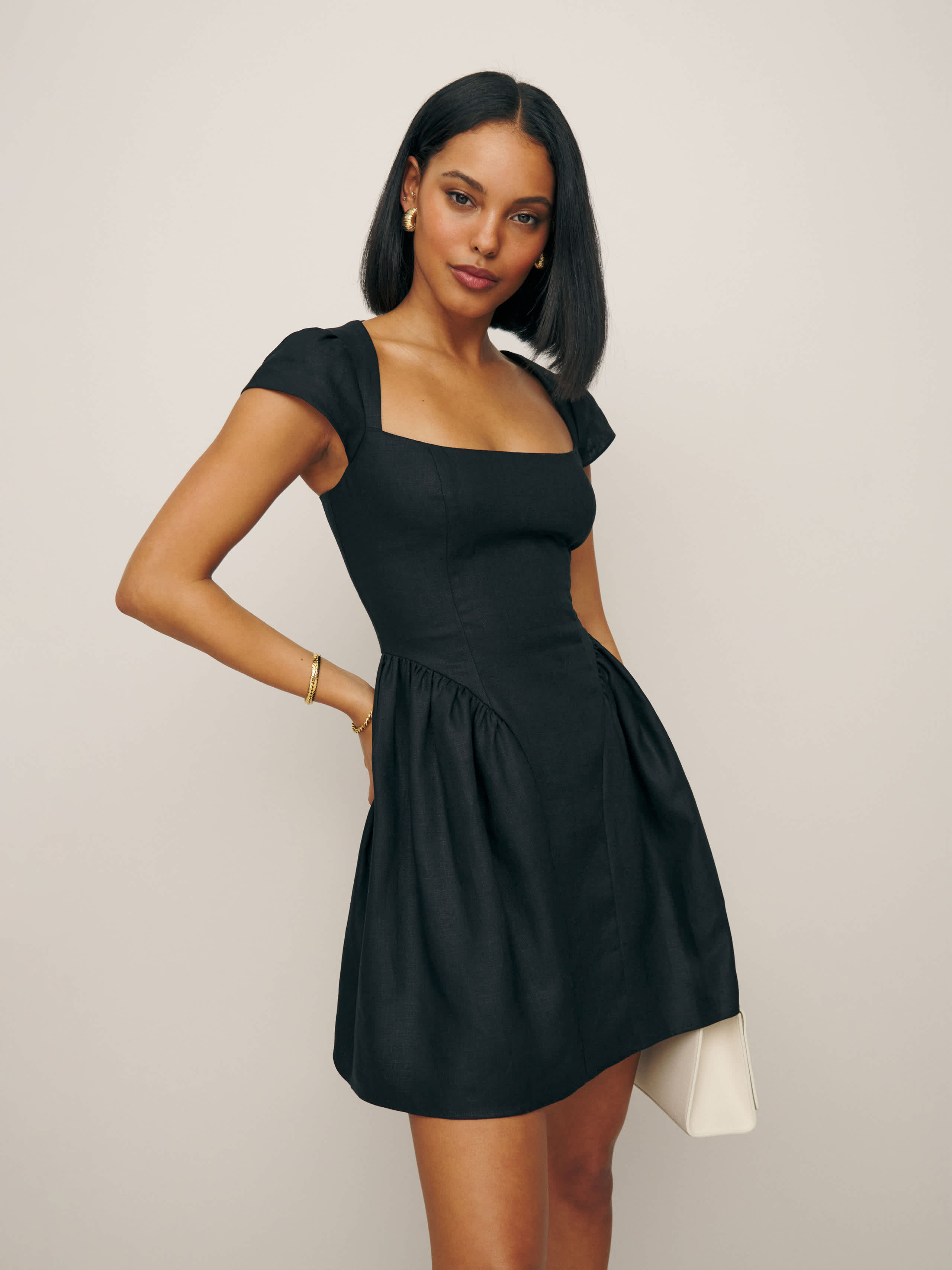 Reformation Oaklyn Linen Mini Dress In Black - 57% Off | Editorialist Reformation Oaklyn Linen Mini Dress In Black - 57% Off | Editorialist