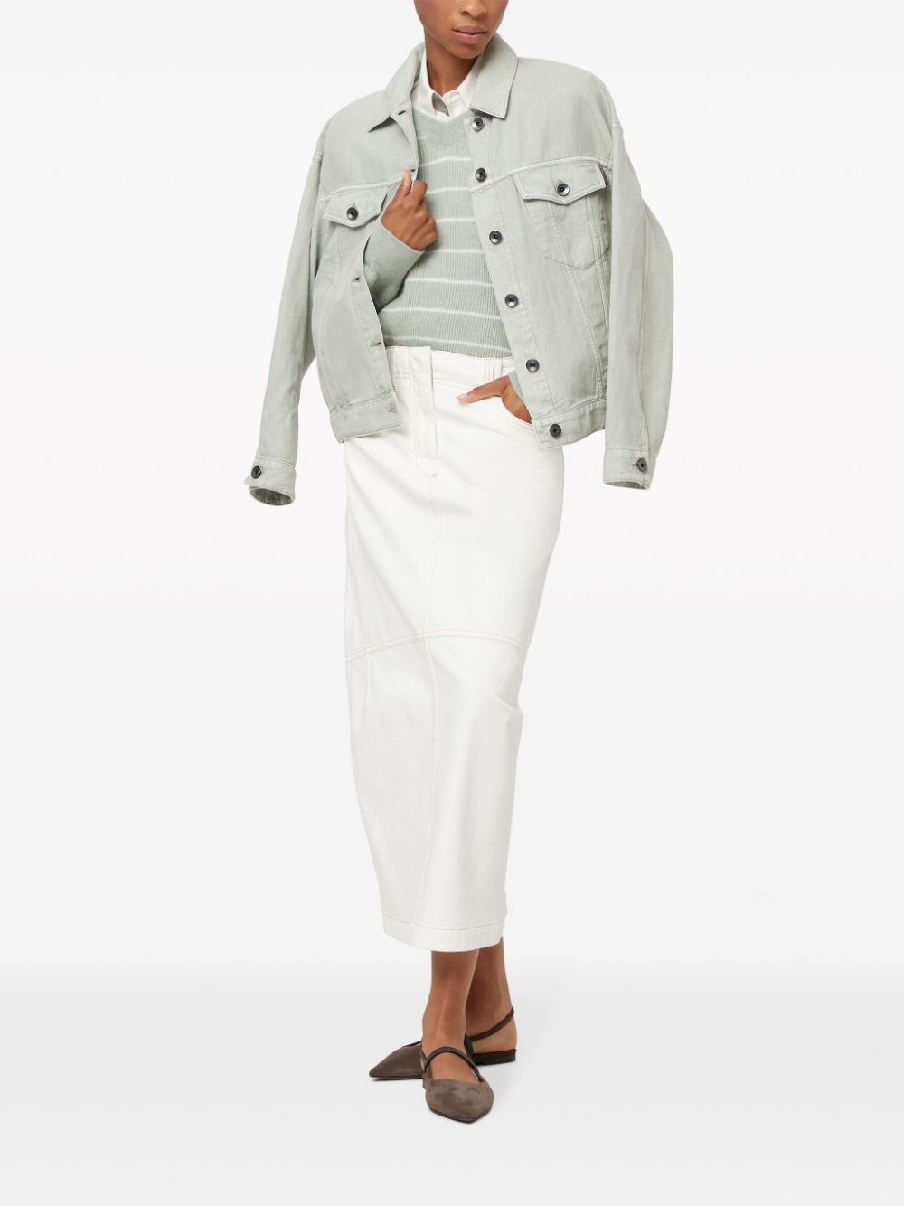 BRUNELLO CUCINELLI Brunello Cucinelli High-Waisted Denim Midi Skirt