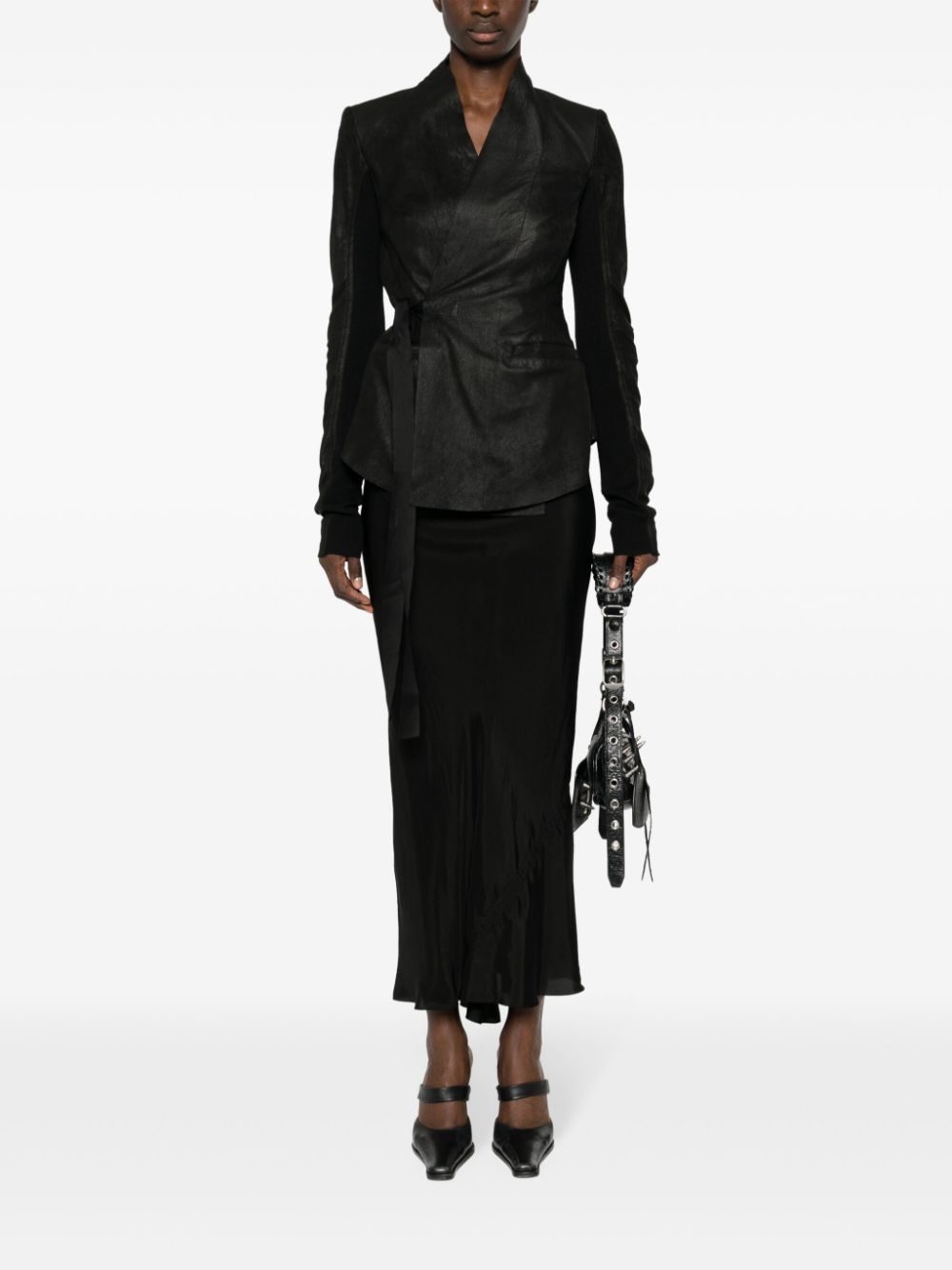 RICK OWENS Rick Owens Cracked-Effect Leather Jacket