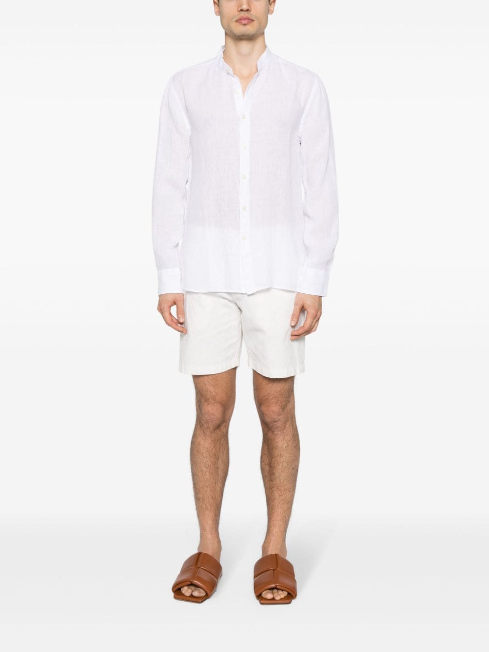 120% LINO band-collar linen shirt