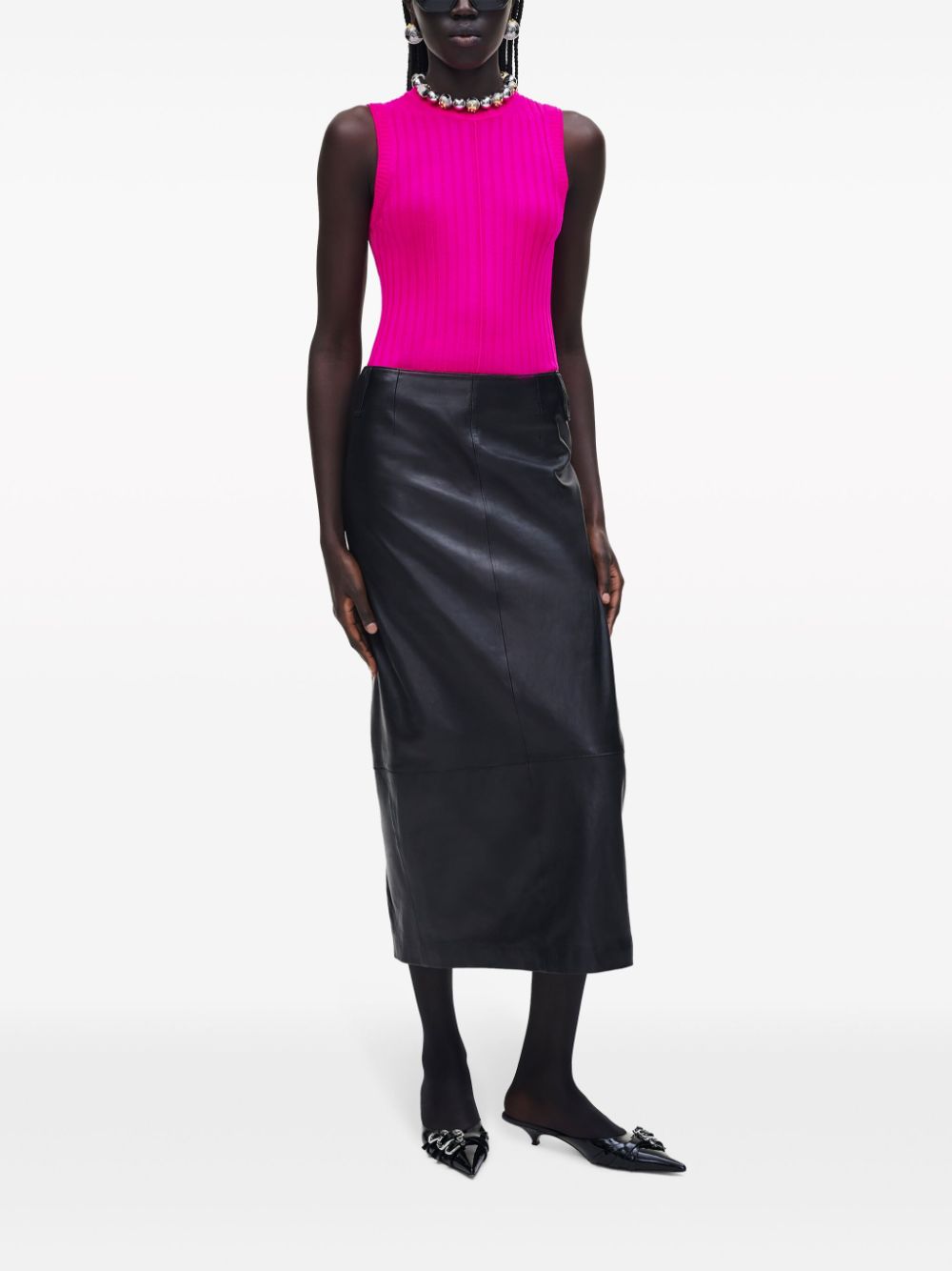 MARC JACOBS Marc Jacobs Leather Midi Skirt