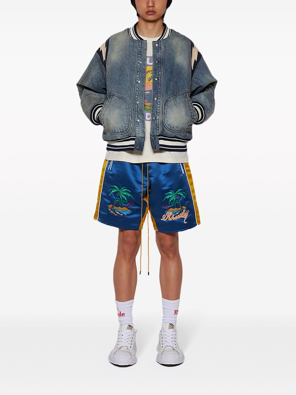 RHUDE RHUDE Lightening Denim Bomber Jacket