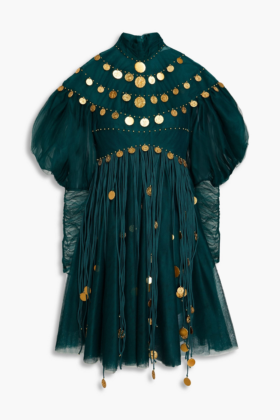 zimmermann emerald green dress Embellished Fringed Tulle Mini In - 80% Off fallvacation