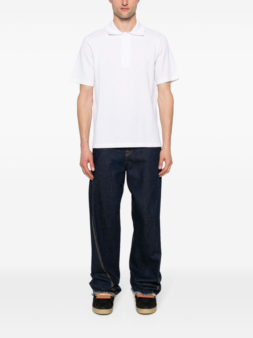 LANVIN logo-embroidered piqué polo shirt