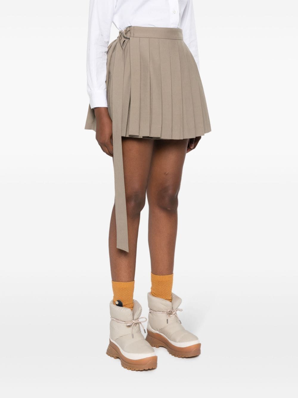 AMI AMI Paris Pleated Virgin Wool Wrap Skirt