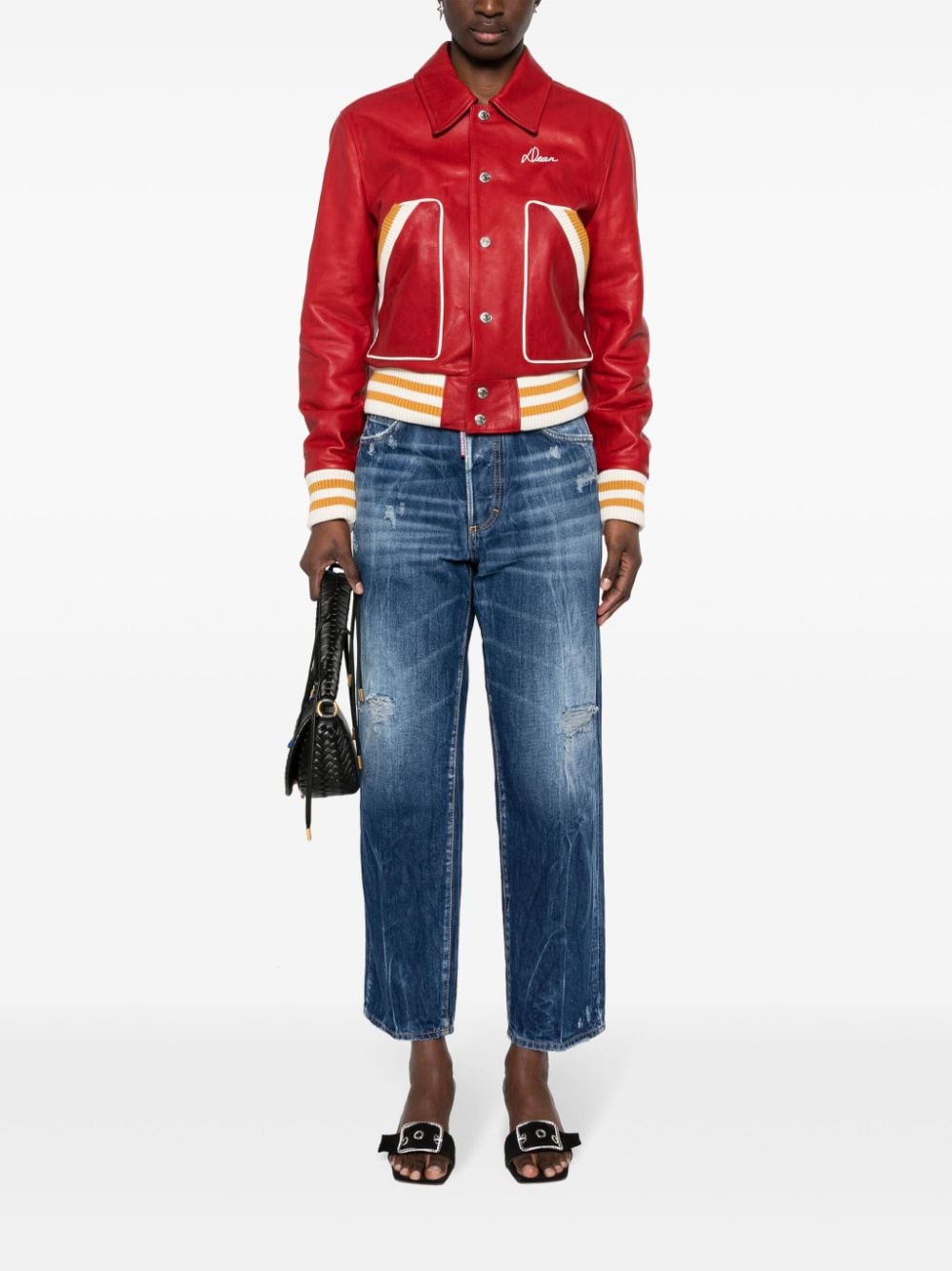 DSQUARED2 DSQUARED2 Varsity Leather Bomber Jacket